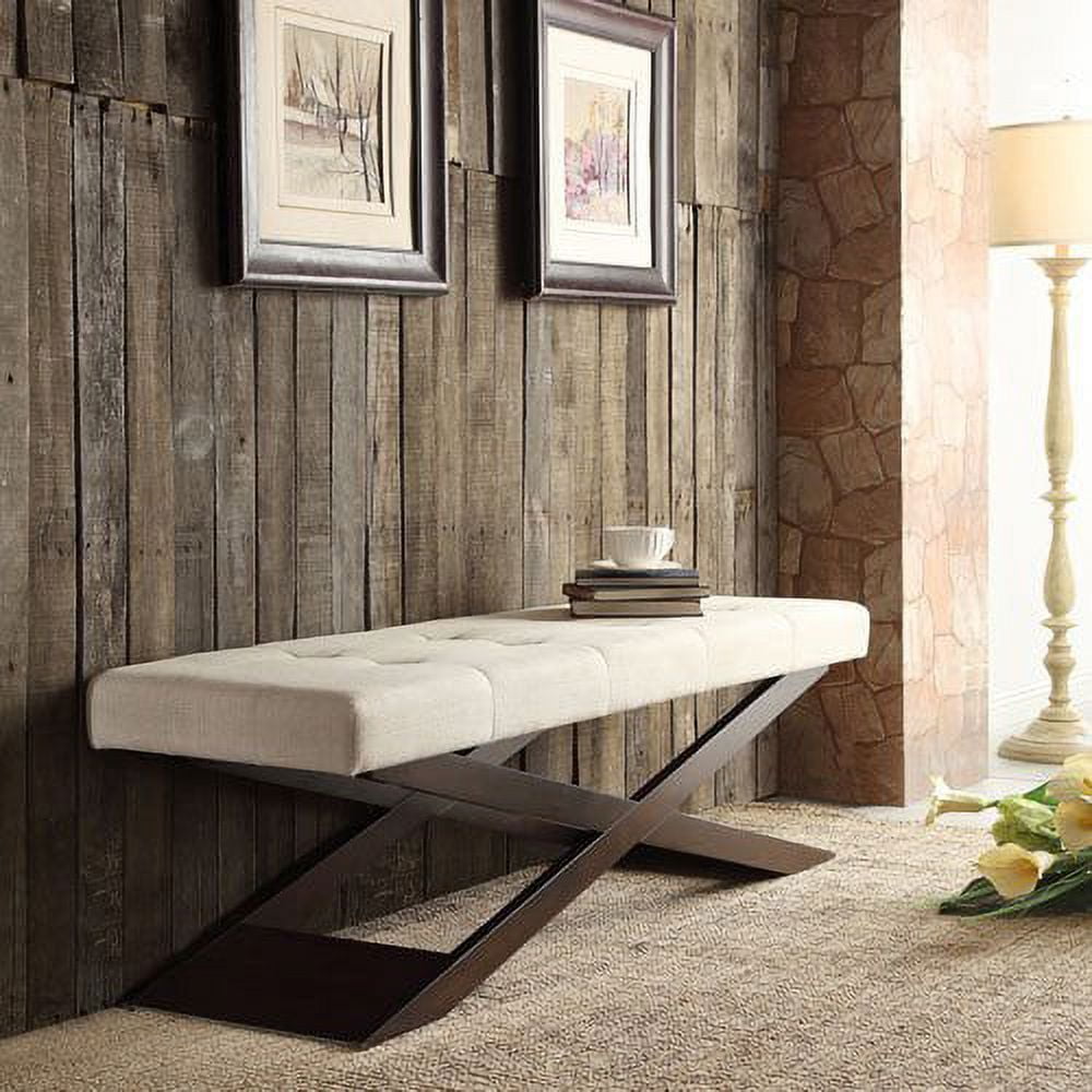 Weston Home Chelsea Tufted & Upholstered Bench, Beige - Walmart.com