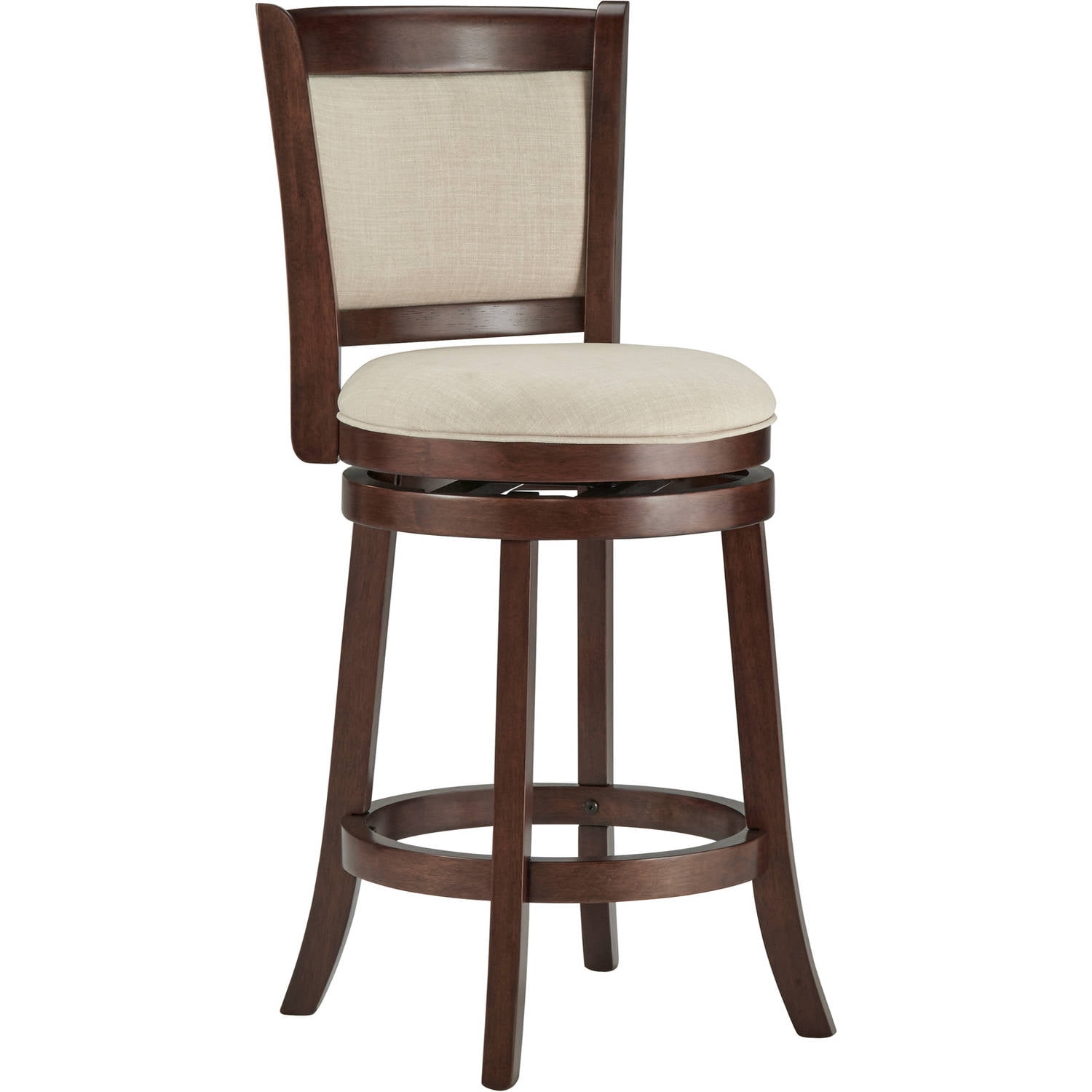 Weston Home Cherry Finished Padded Swivel Counter Height Stool, Beige ...