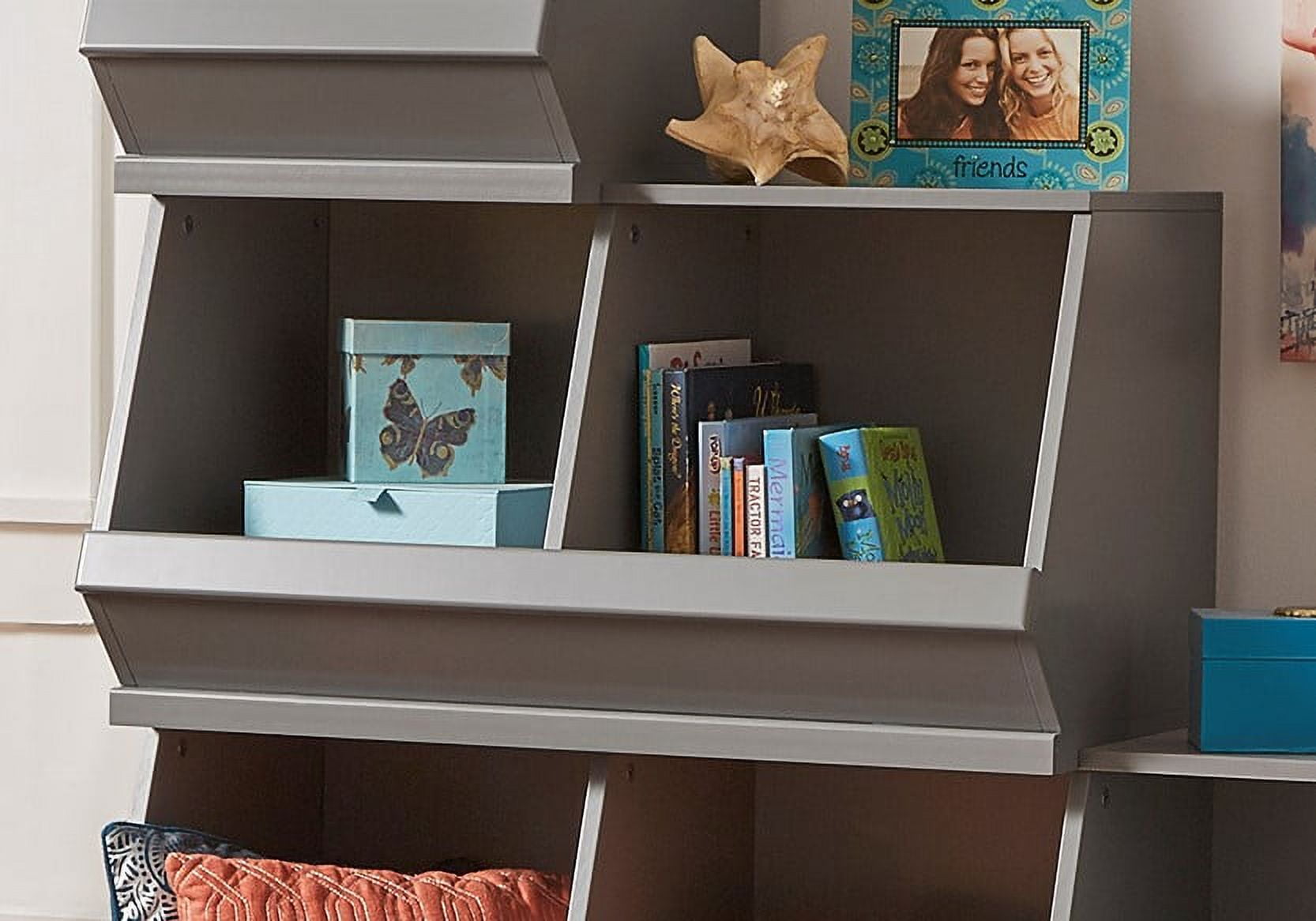 Weston Home Children Stackable Wood and Plastic Storage Cube, Frost ...