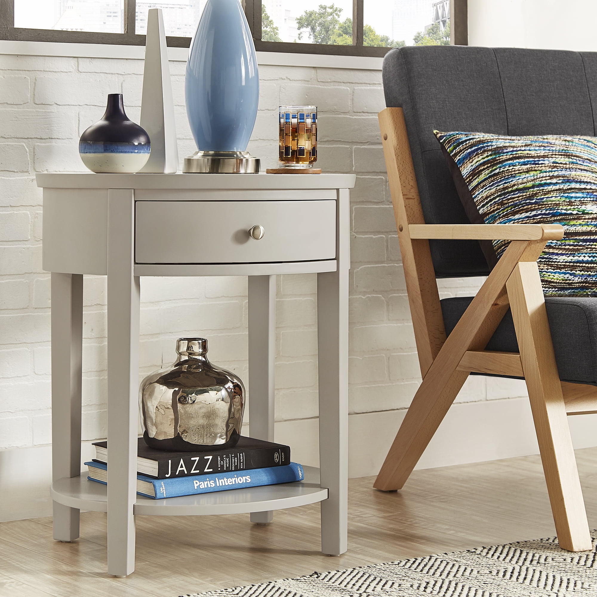 Free Shipping! Weston Home Easley Circle End Table with Drawer and Oval ...