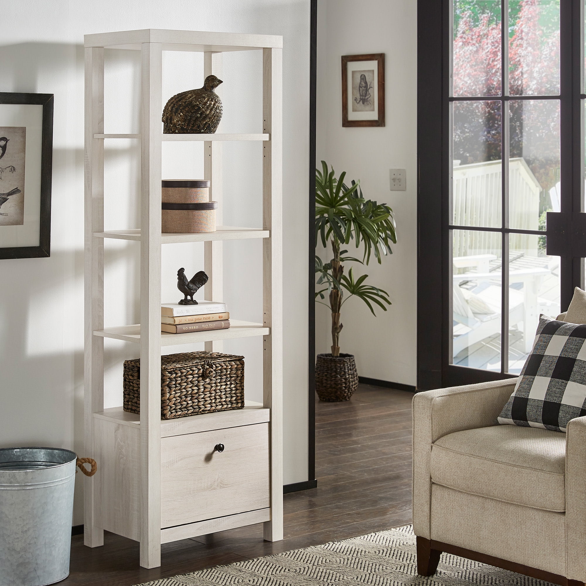 Weston Home Fayston 4-tier/5-tier Adjustable Bookshelf with Drawer ...