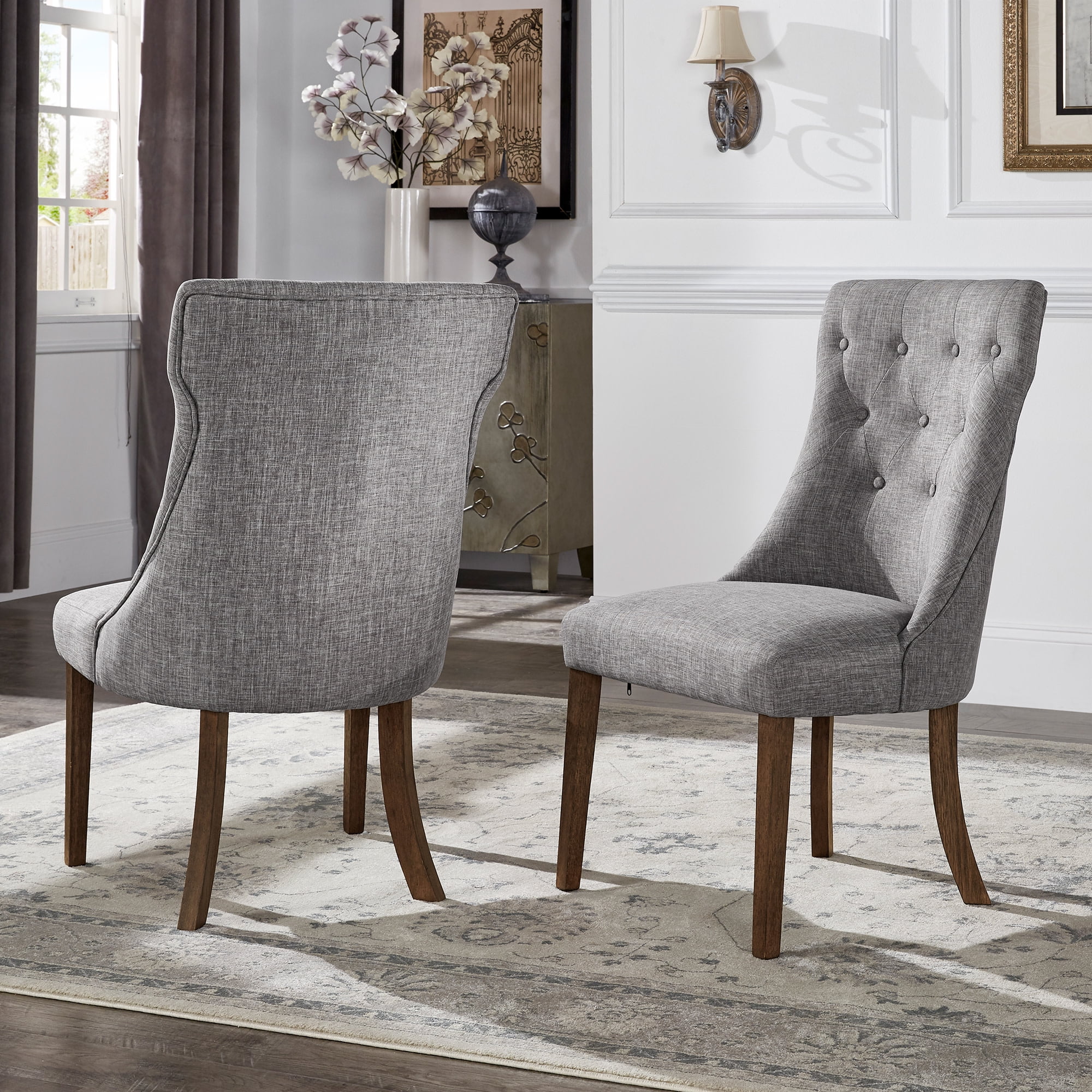 Free Shipping! Weston Home Kirk Tufted Dining Chairs, Set of 2, Gray ...