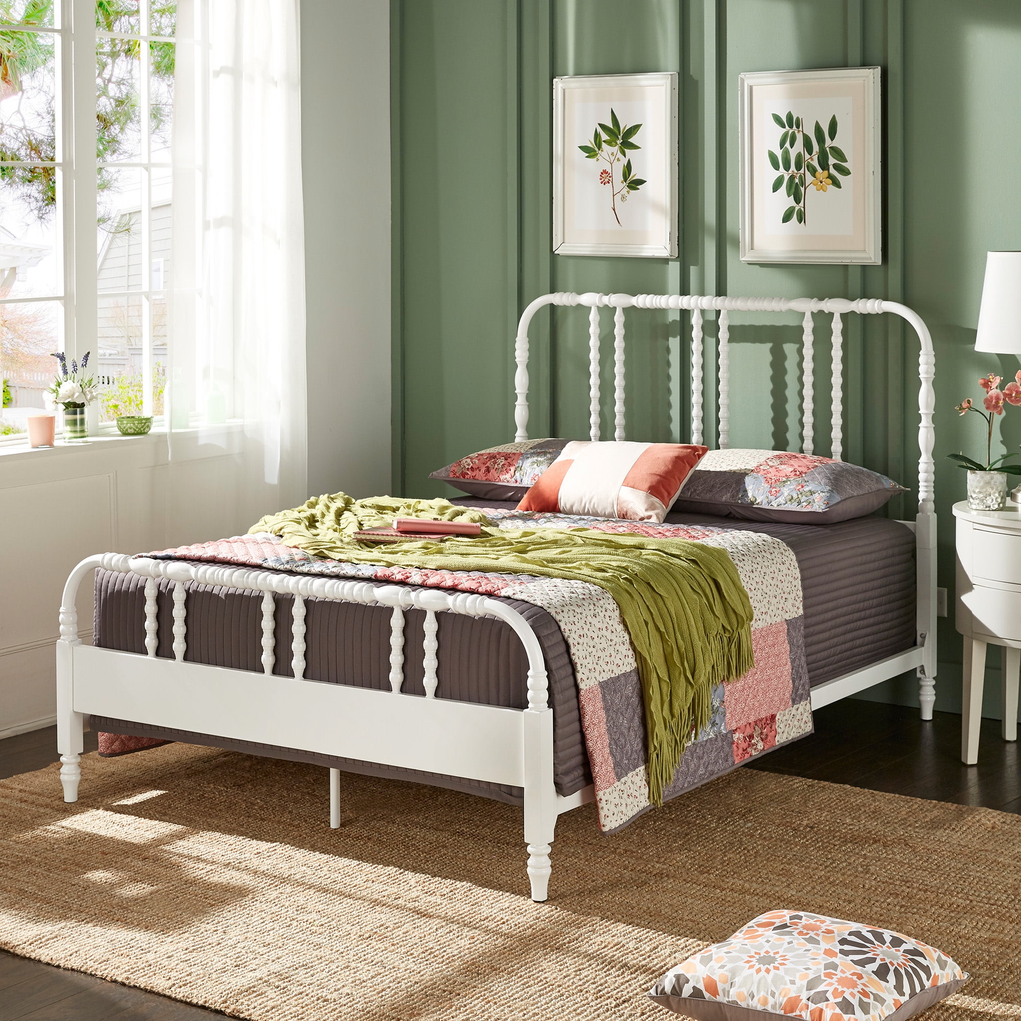 Free Shipping! Weston Home Leona Queen Metal Spool Bed White with ...