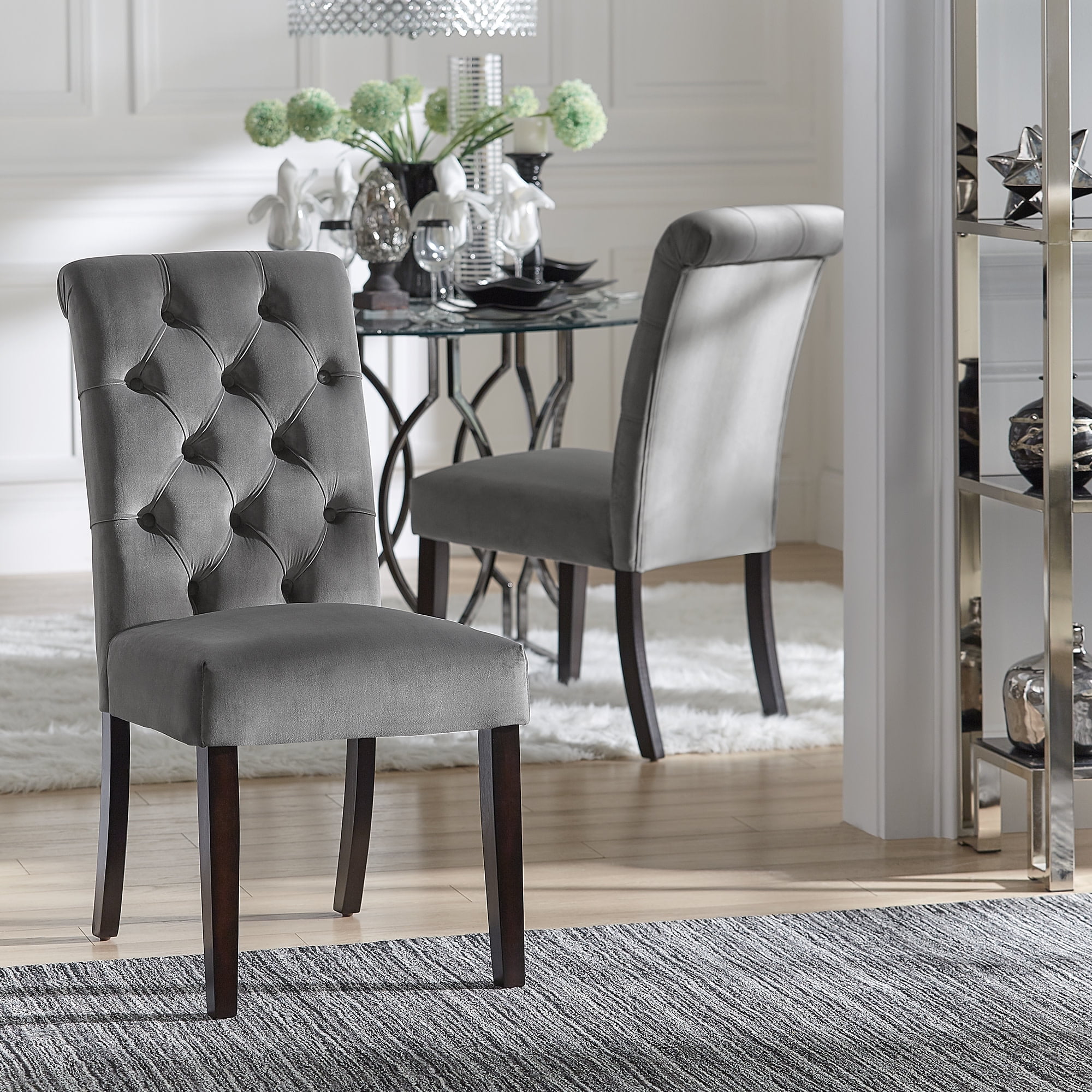 Weston Home Lottie Tufted Rolled Back Parsons Chairs, Set of 2 ...
