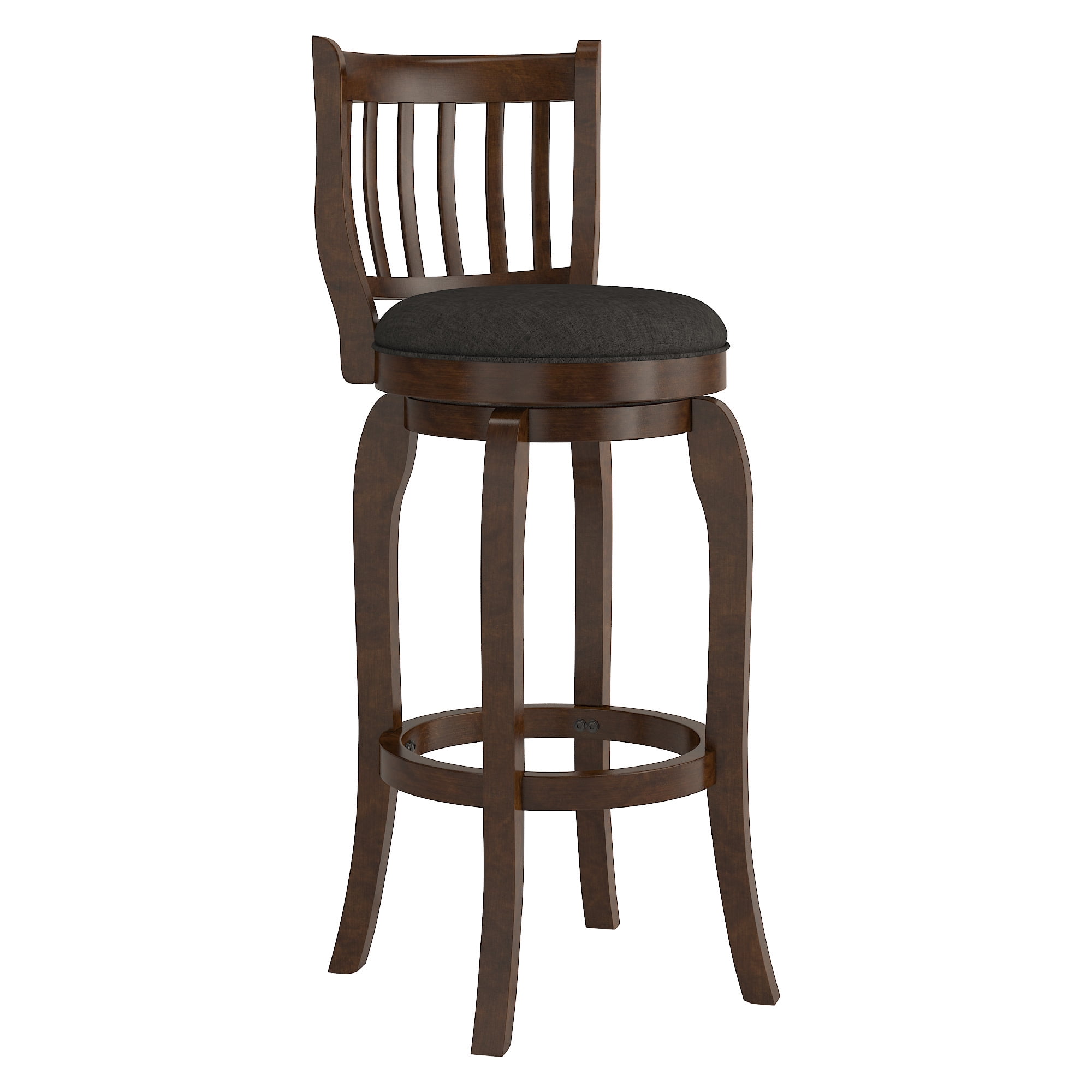 Weston Home Morgan Linen High Back Swivel Bar Height Stool, Dark Grey ...