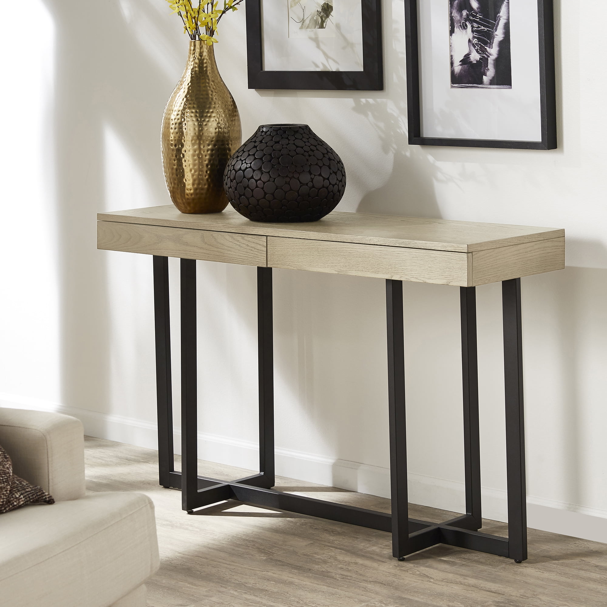 Weston Home Nadian Wood and Metal Console Table, Ivory - Walmart.com