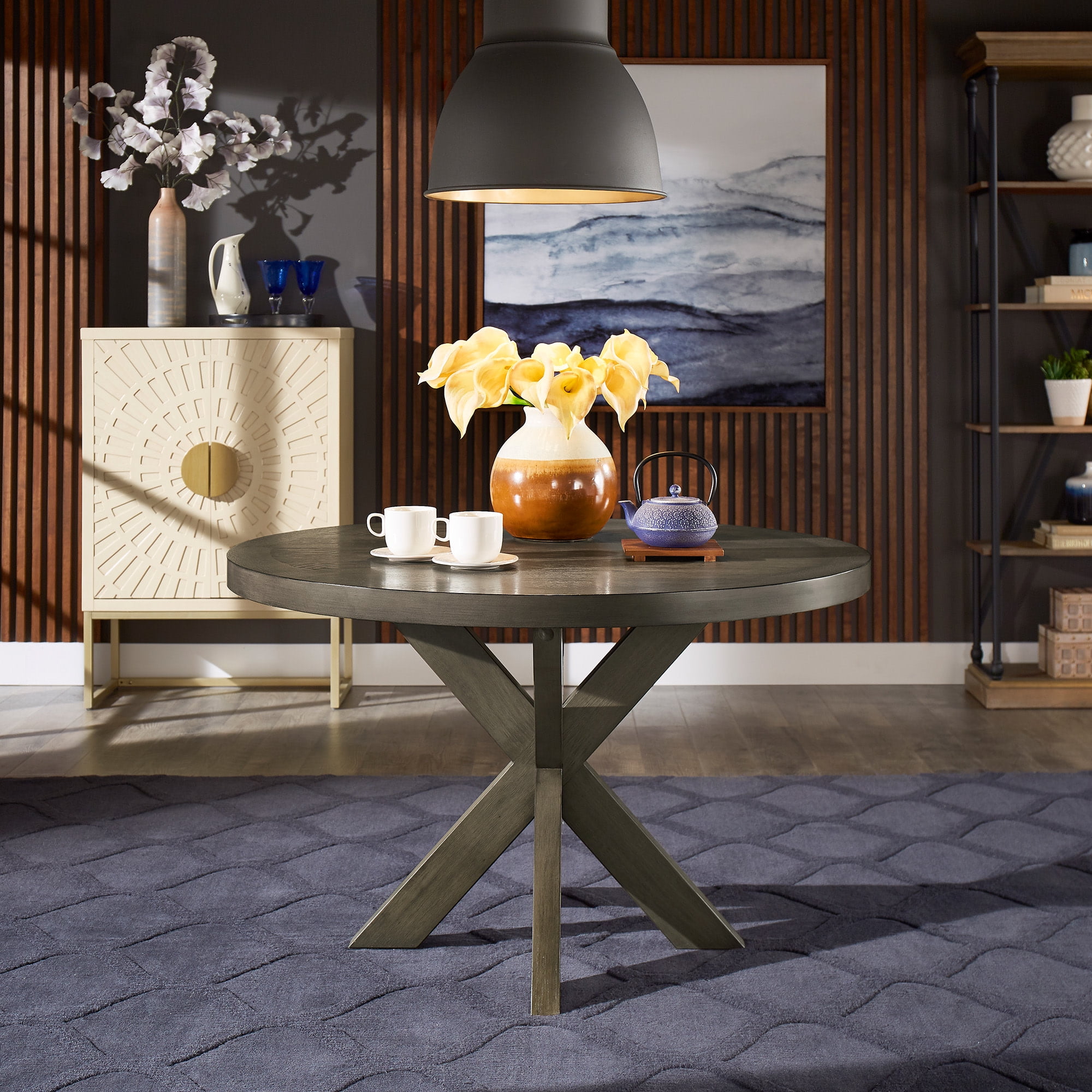 Free Shipping! Weston Home 48 Round Weathered Wood Finish Dining Table ...