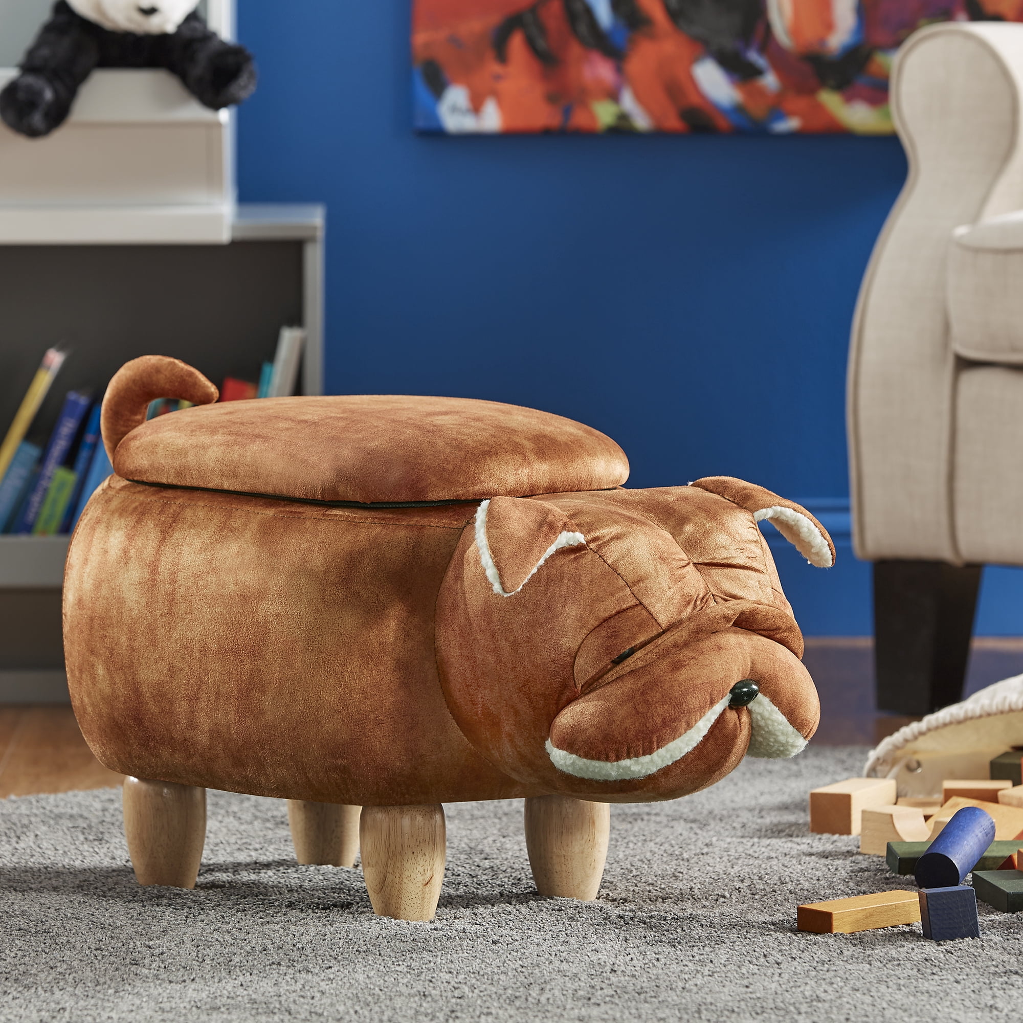 Weston Home Nieuwe Bull Dog Storage Ottoman Brown with Seating and ...