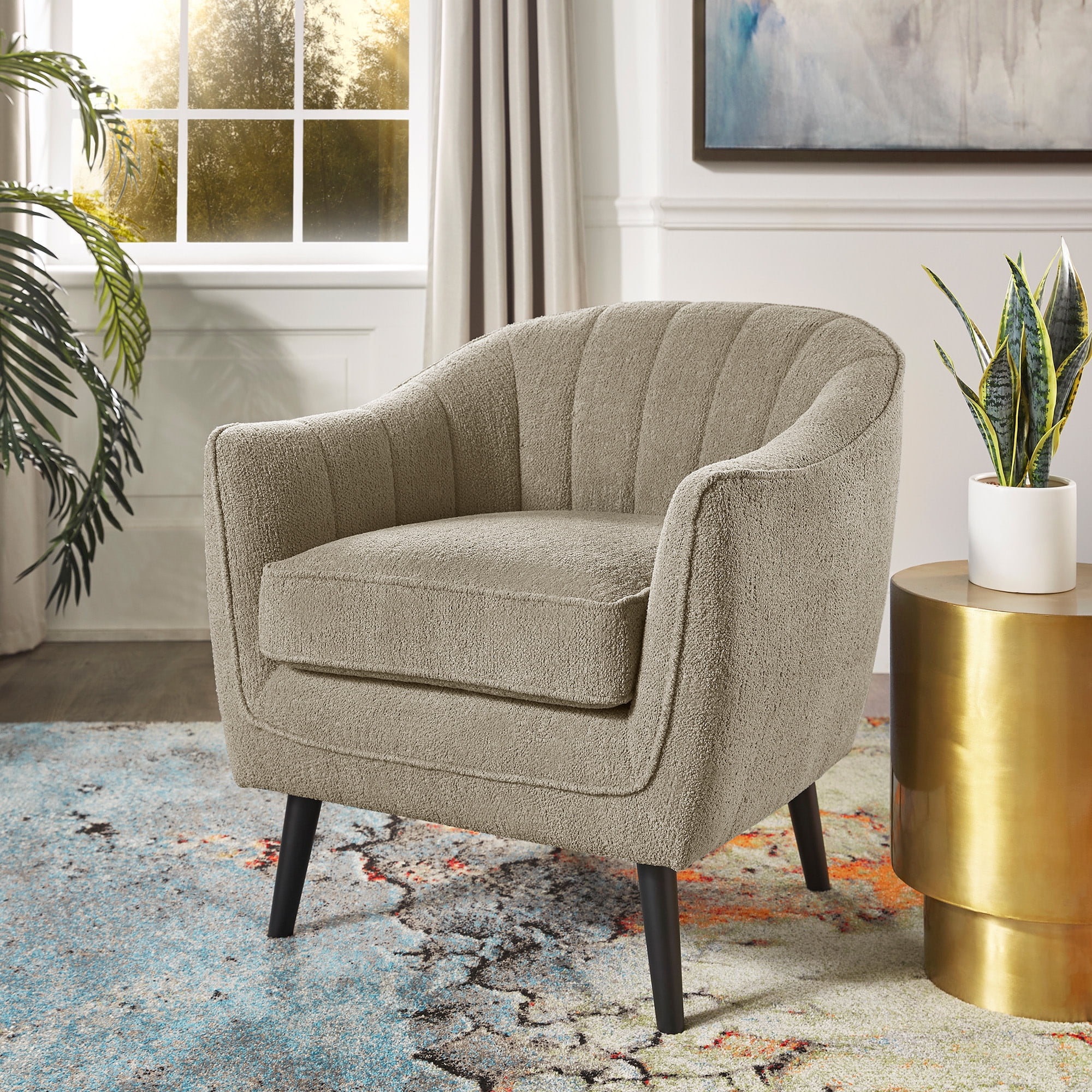 Weston Rhyl Mid-Century Modern Channel-Tufted Accent Chair - Walmart.com