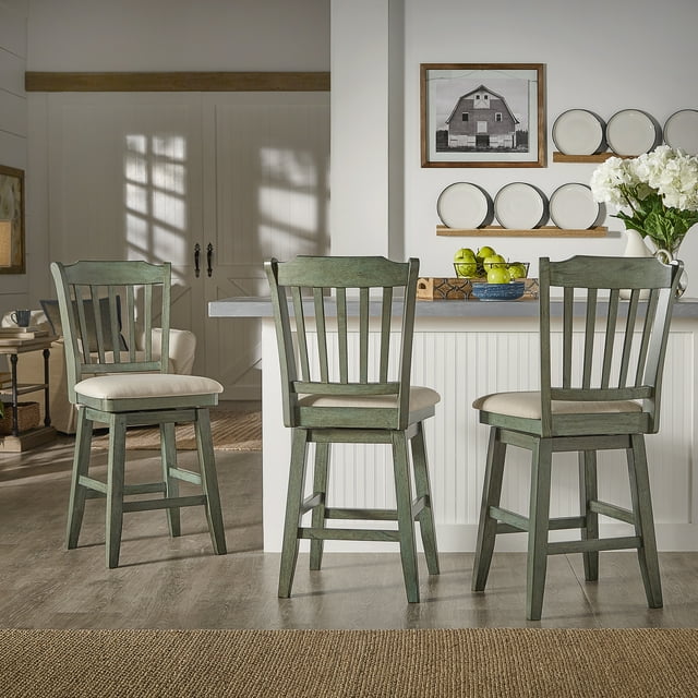 Weston Home Sheena Wood Slat Back 24-inch Counter Height Swivel Stool ...