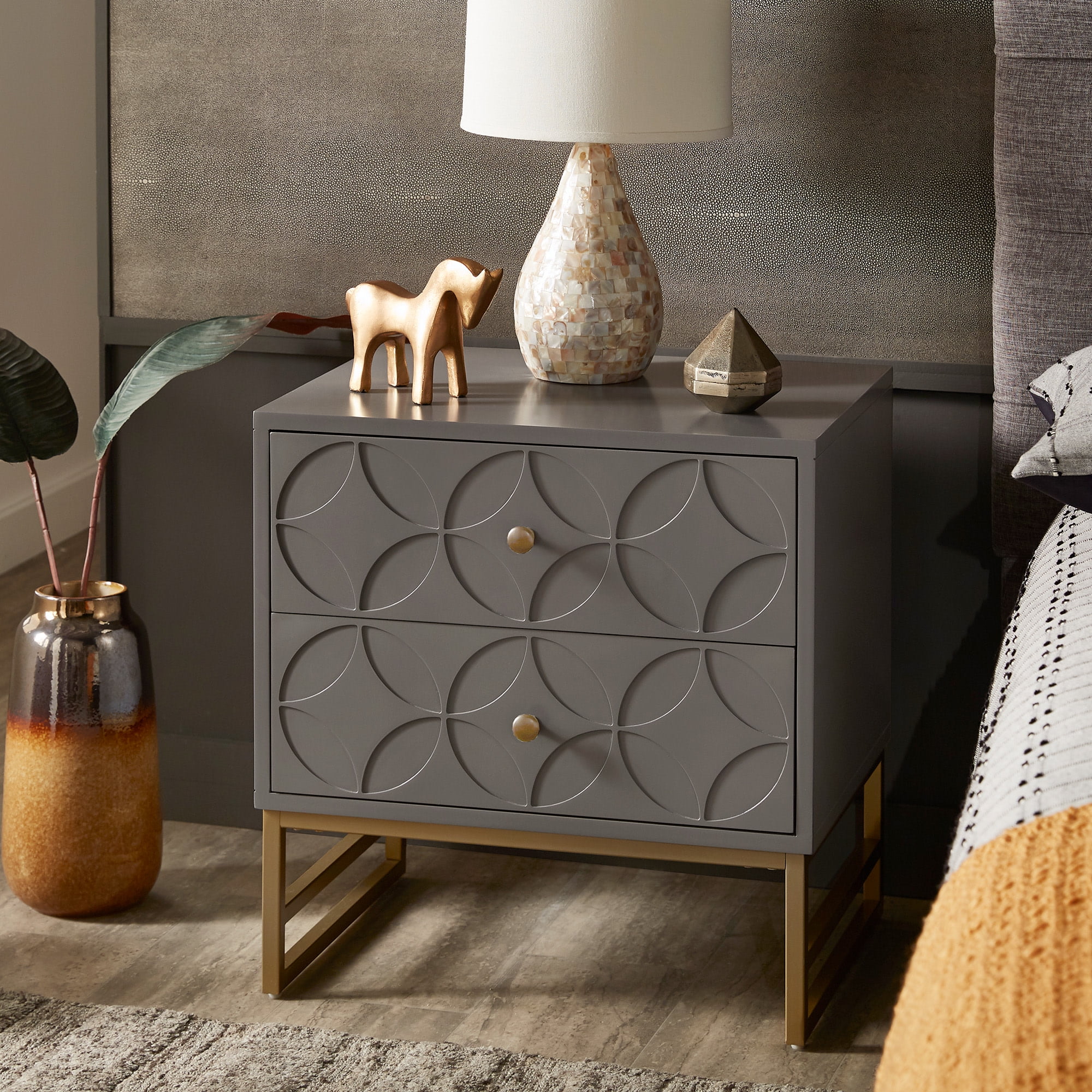 Weston Home Modern Glam Gold Metal End Table with Brass Drawer Knobs ...