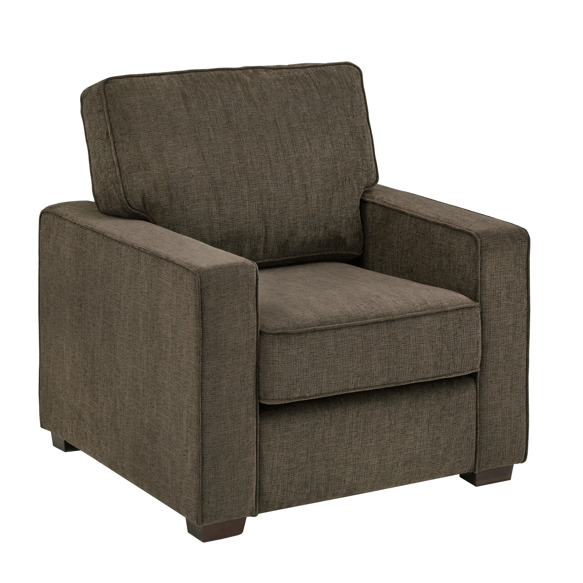 Weston Home Svolvar Modern Fabric Upholstered Square Arm Chair, Brown ...