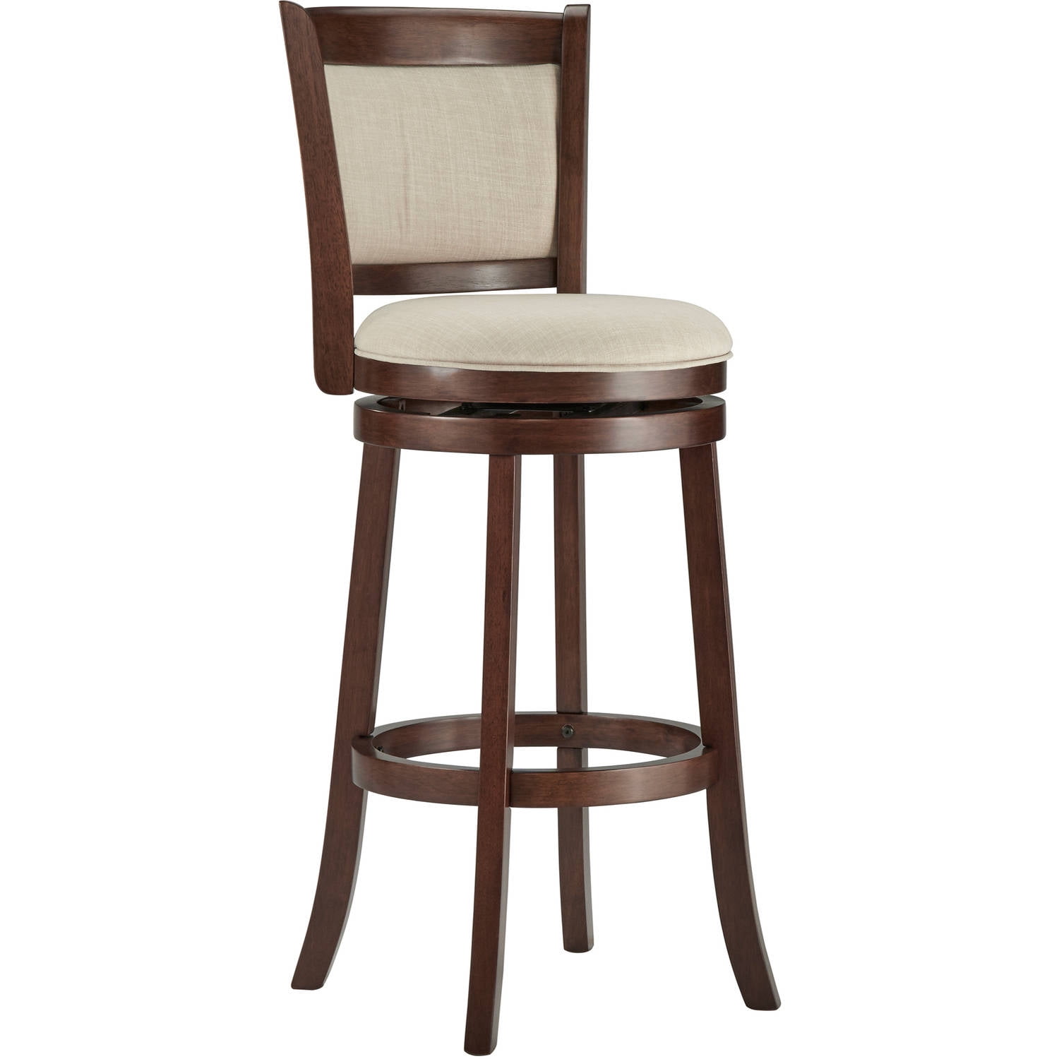 Weston Home Upholstered Swivel Seat Cherry Finish Wood Bar Height Stool ...