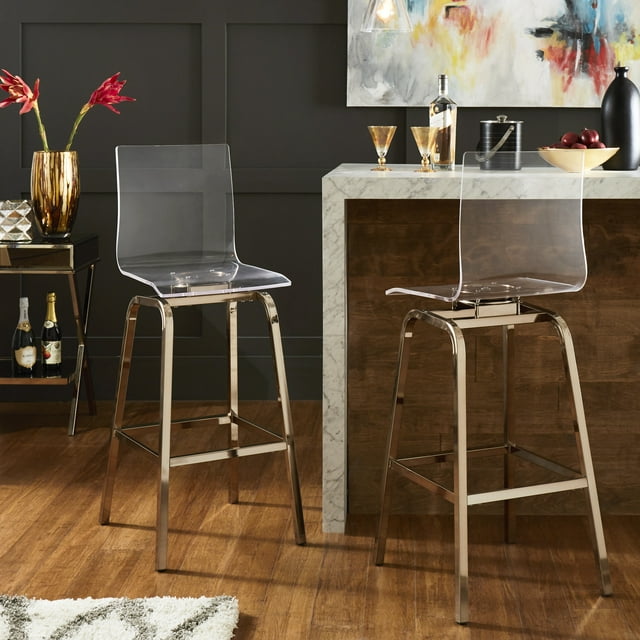 Weston Home Valenti Acrylic Swivel High Back Bar Stools, Set 2 ...