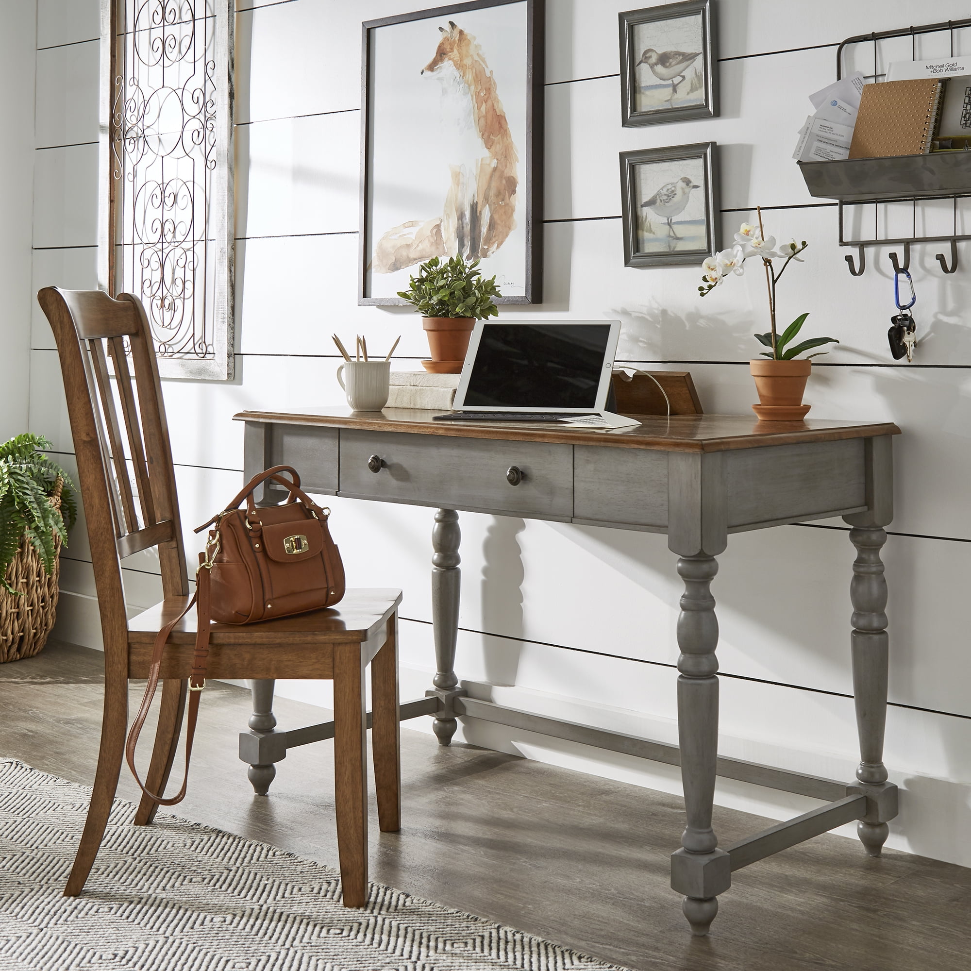Free Shipping! Weston Home Vance Oak Top Desk with Drawer and Charging ...