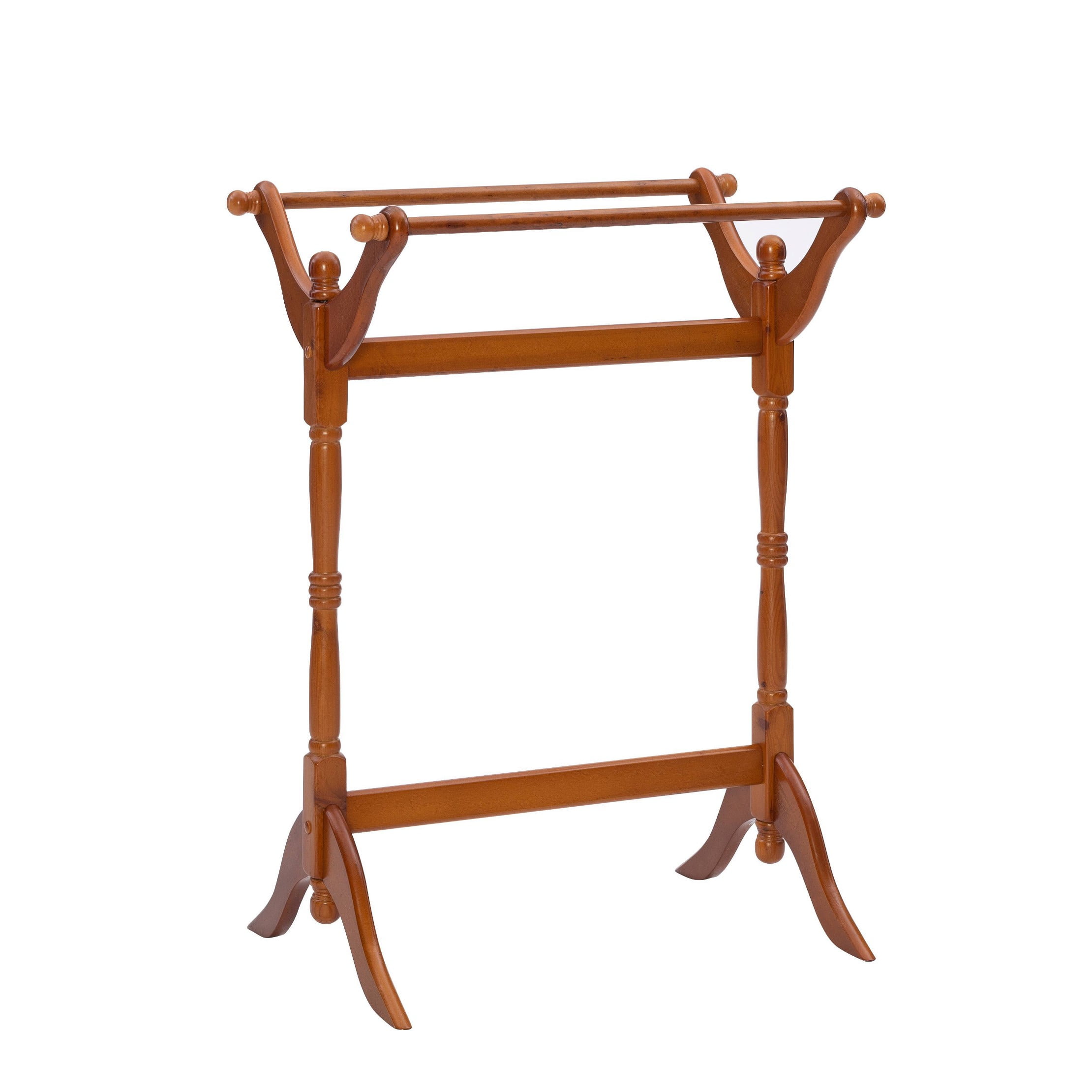 Westry Traditional Solid Wood Blanket Rack Oak Brown: Mid-Century Quilt ...