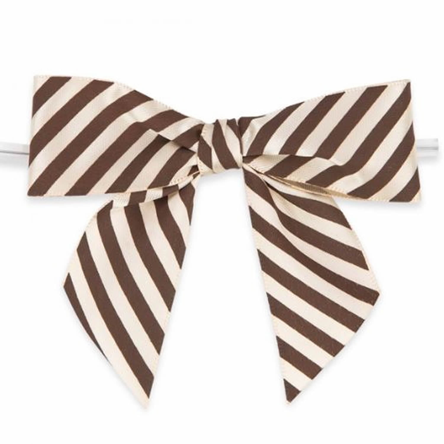 Weststone 50pcs Satin Brown Striped Bows 3 1/2" Span x 2" Tail, Ribbon ...