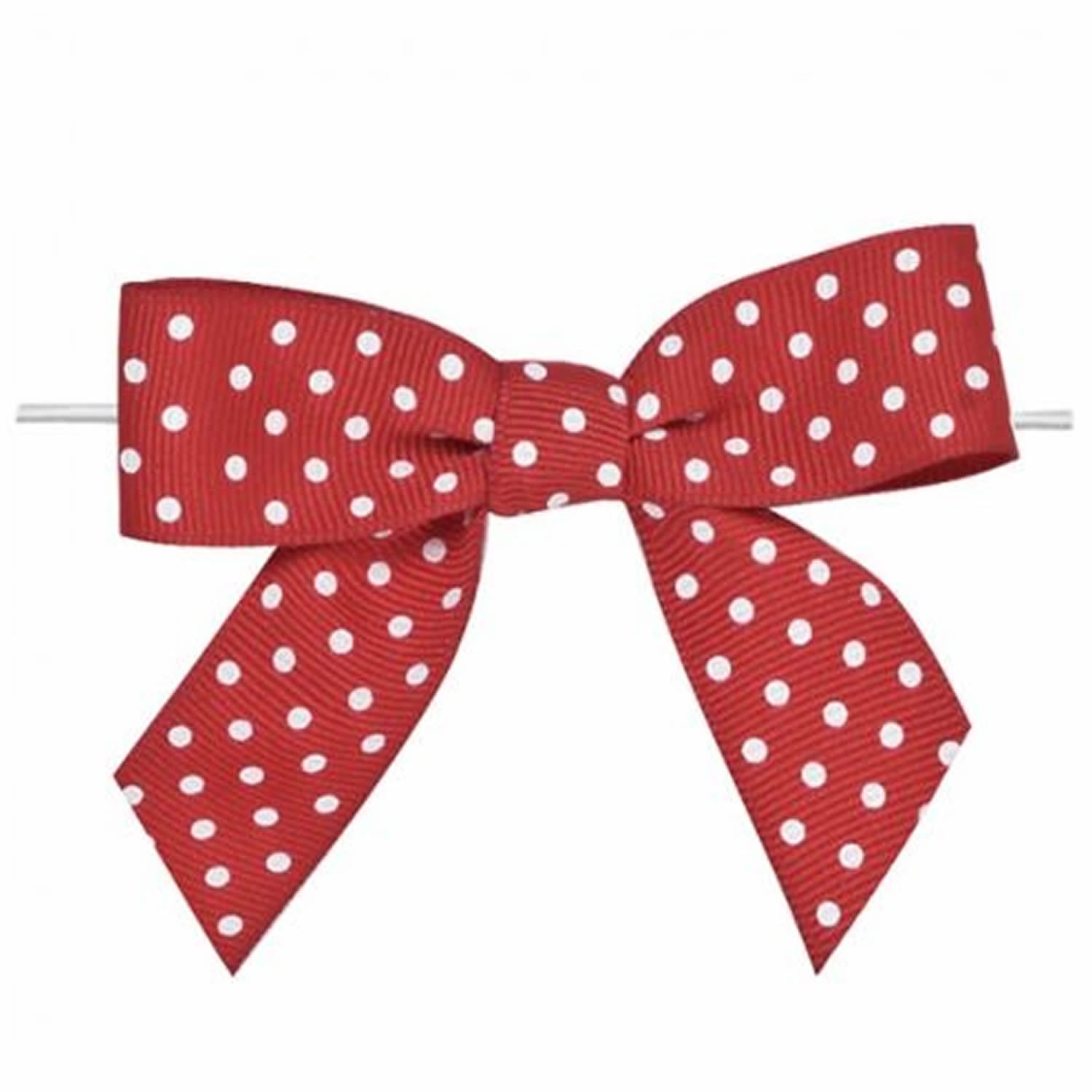 Weststone 50pcs Satin Red Dot Bows 3 1/2" Span x 2" Tail, Ribbon Width ...