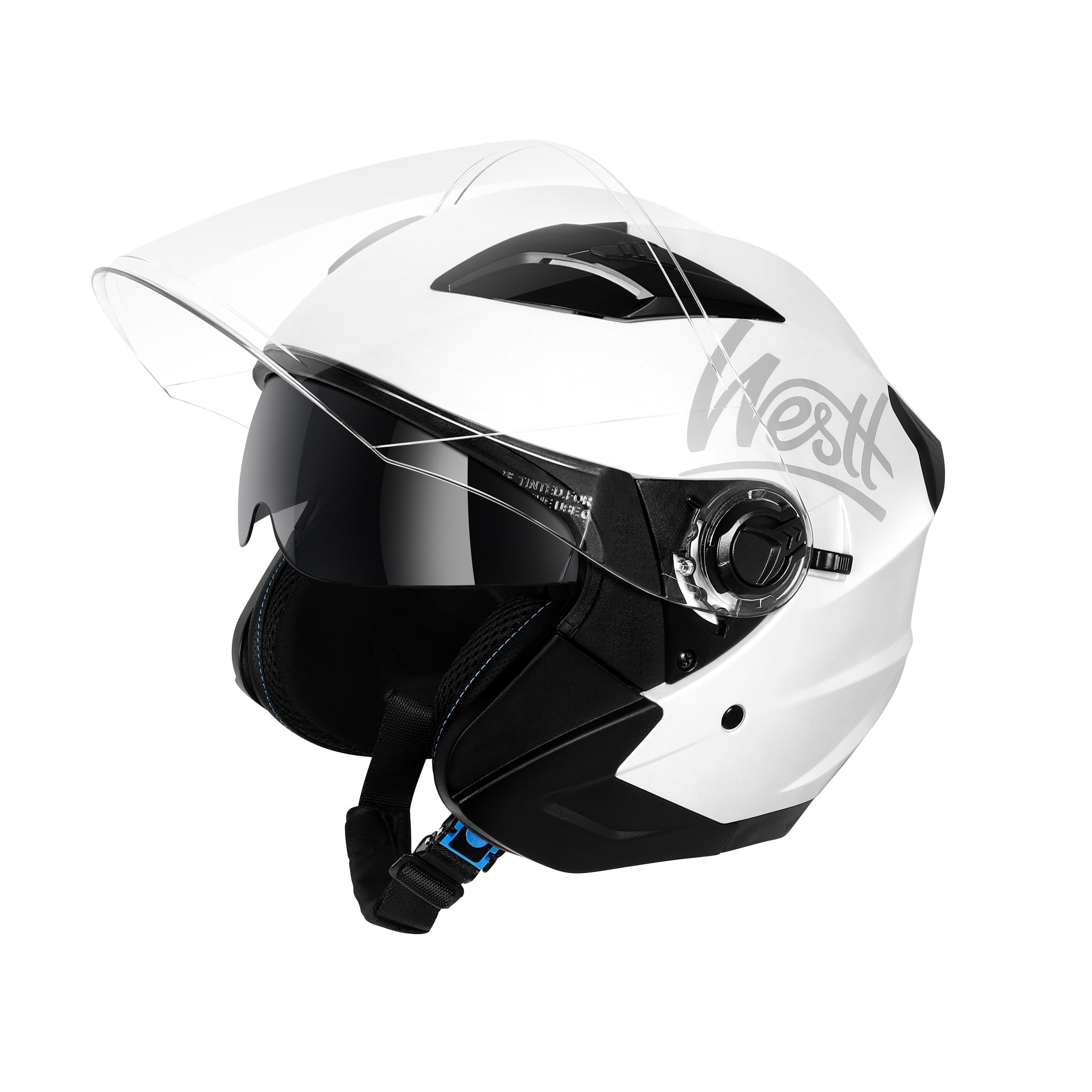 Westt Adult Road Moped Helmet - Open Face, Dual Sun Visor, DOT Approved ...