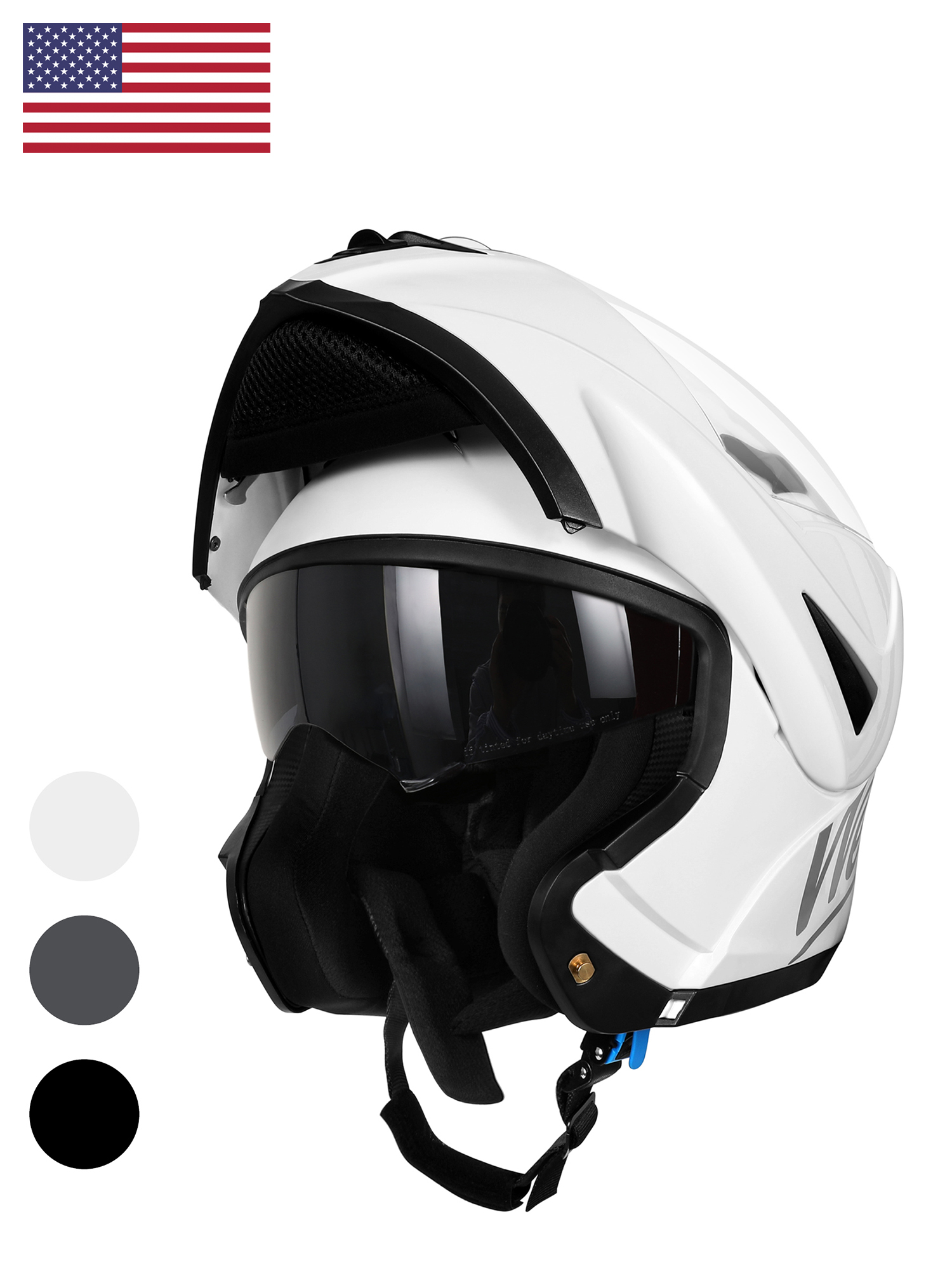 AHR Motorcycle Helmet Dual Visor Modular Flip up Full Face Helmet DOT ...