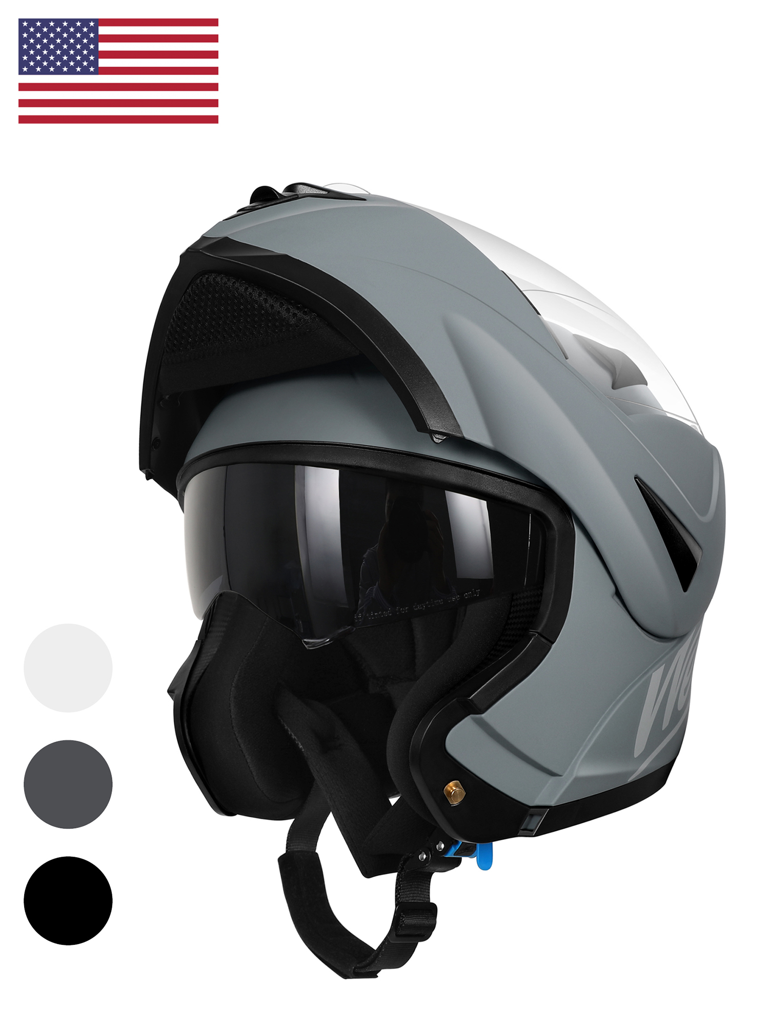 AHR Motorcycle Helmet Dual Visor Modular Flip up Full Face Helmet DOT ...