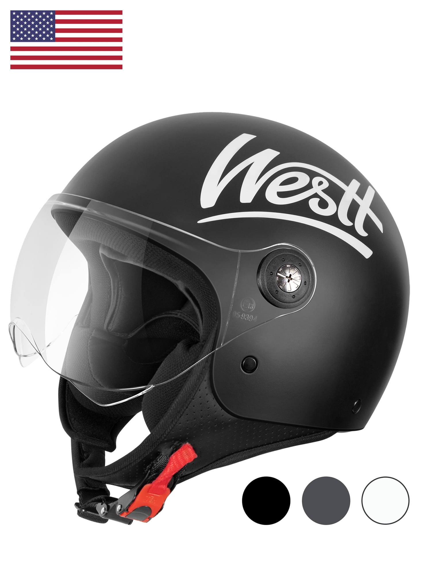 Westt Open Face Helmet - Motorcycle Helmet Moped 3/4 Half Vespa Vintage ...