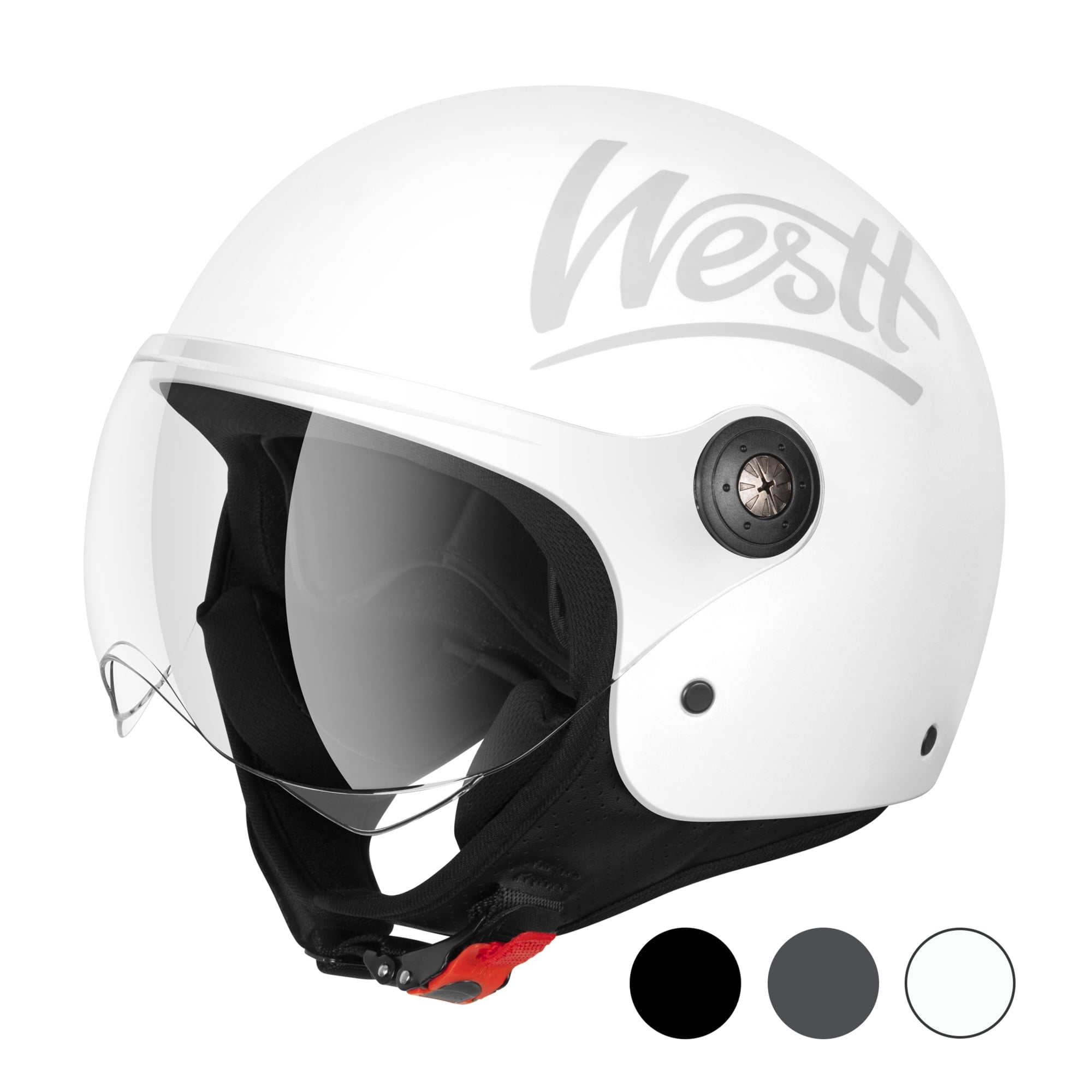 Westt Open Face Helmet - Motorcycle Helmet Moped 3/4 Half Vespa Vintage ...