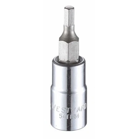 Westward 54Tl84 1/4 In Drive Hex Socket Bit Sae 1/8 In Tip, 1 1/2 In L ...