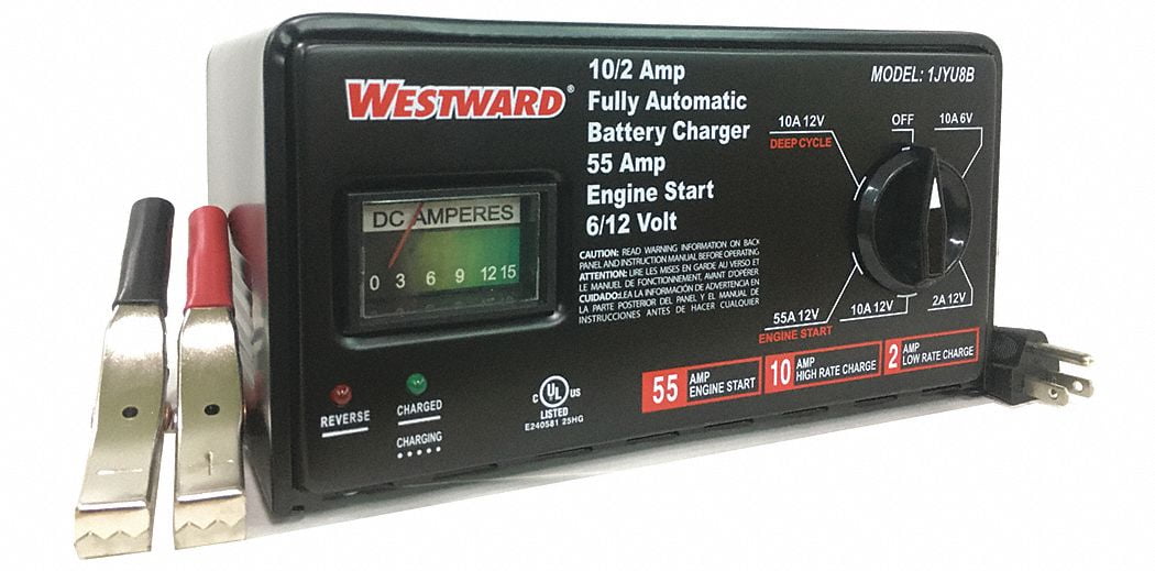 Westward Battery Charger,6/12V (A),55 A Start 1JYU8 - Walmart.com