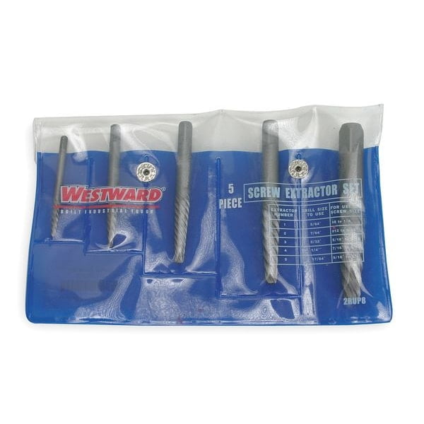 Westward Screw Extractor Set,5pc,HCS,Pouch 2RUP8 - Walmart.com