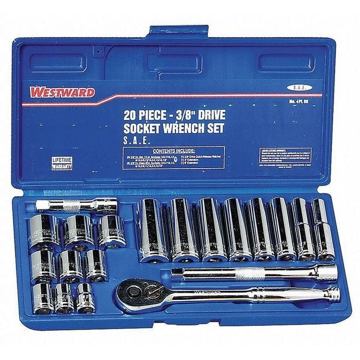 3/8 in Drive Socket Wrench Set SAE 20 Pieces 3/8 in to 7/8 in , Chrome ...
