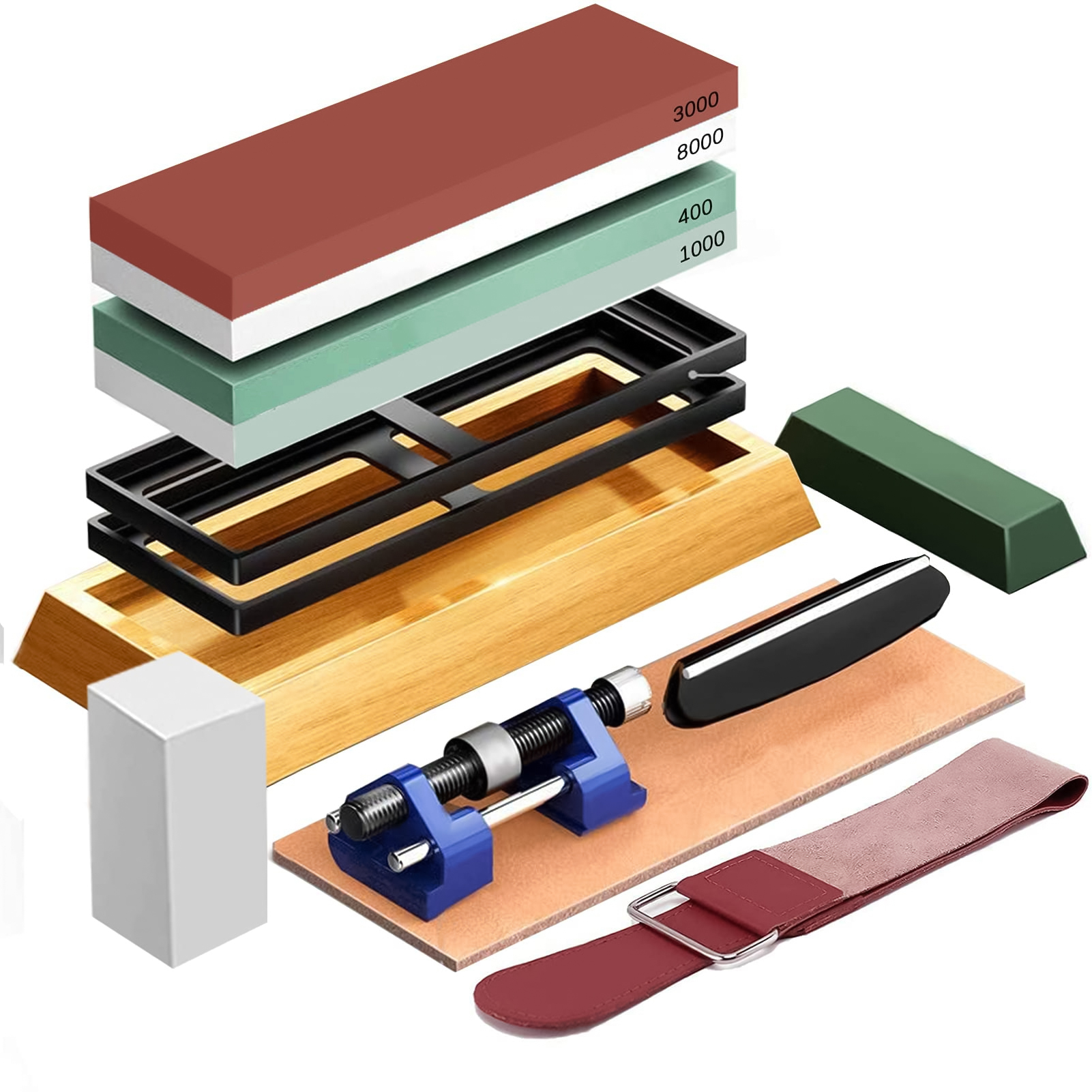 BeaverCraft LS6P1 Leather Paddle Honing Strop Kit with Sharpening ...