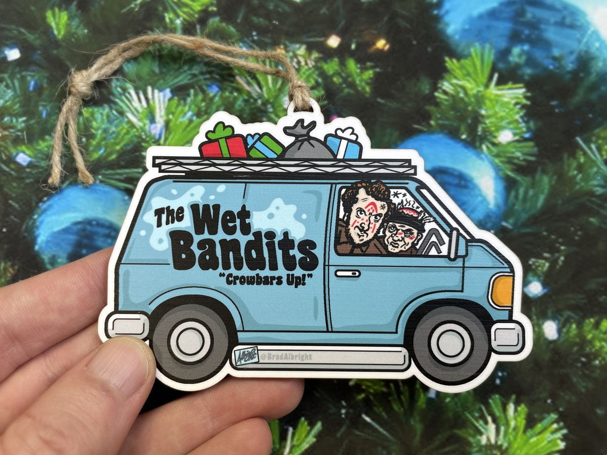 Wet Bandits Home Alone Christmas Ornament - Hand Drawn Wood Ornament ...