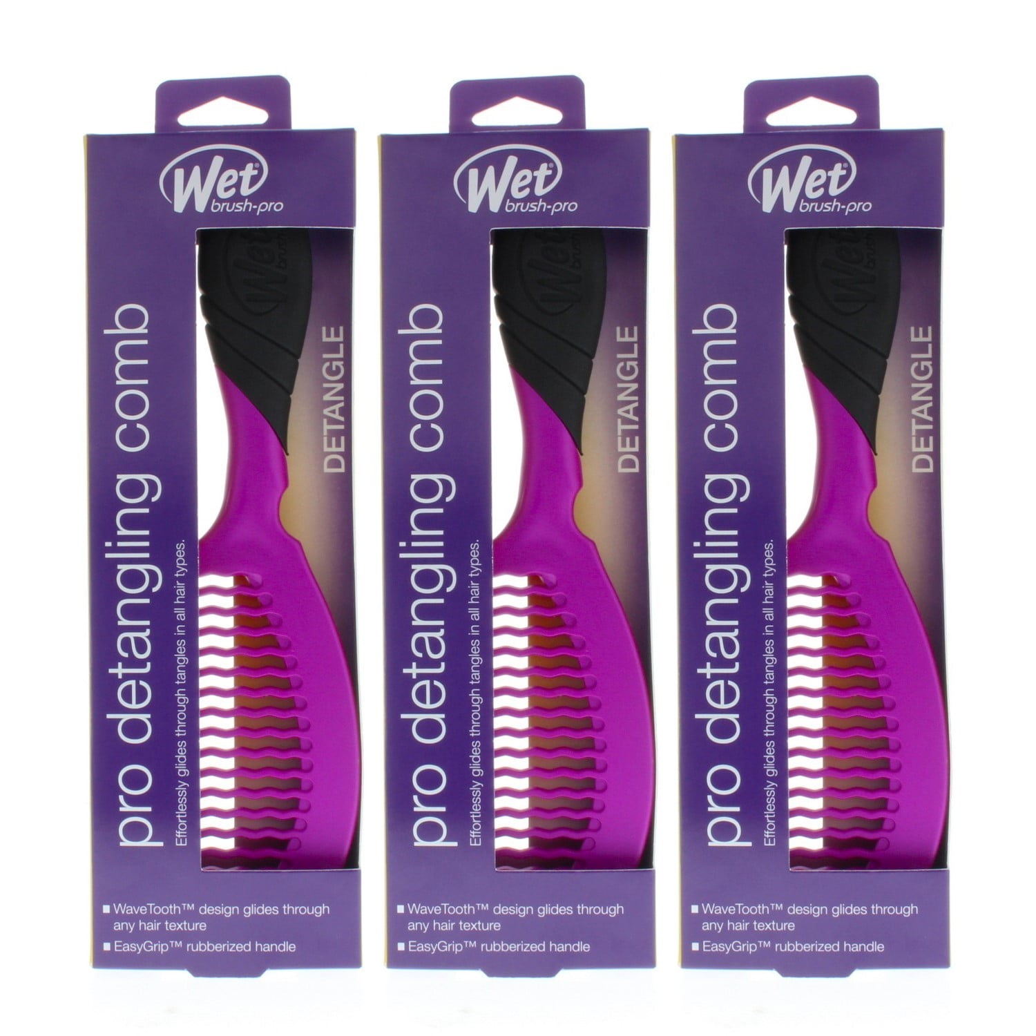 Wet Brush Pro Detangling Comb Purple Model# 0620WPURPNW (3 Pack ...