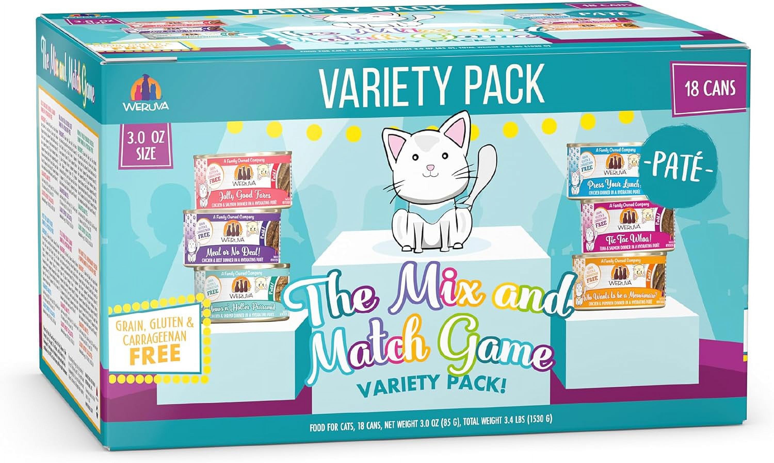 Wet Cat Food, The Mix and Match Game Pate Variety Pack, 3oz Can, Pack ...