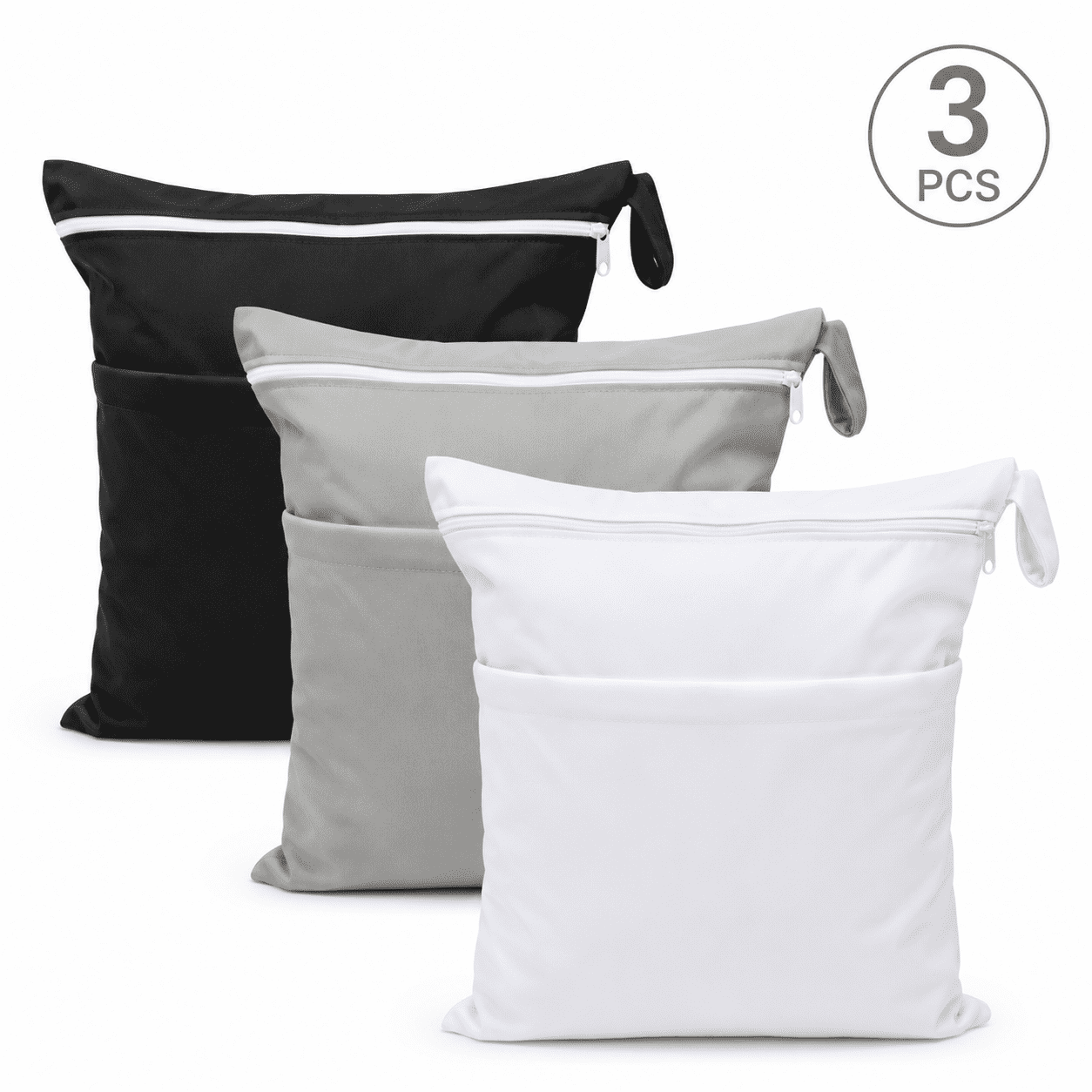 Wet Clothes Bag 3 Pack with 2 Pockets, Reusable Waterproof Bags for ...