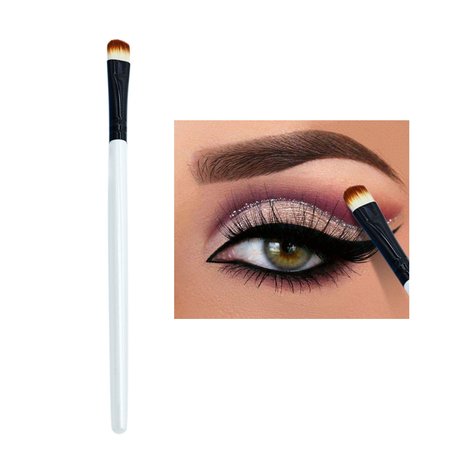 Wet/Dry Eyeshadow Professional Makeup Brush, Curved Synthetic Bristles ...
