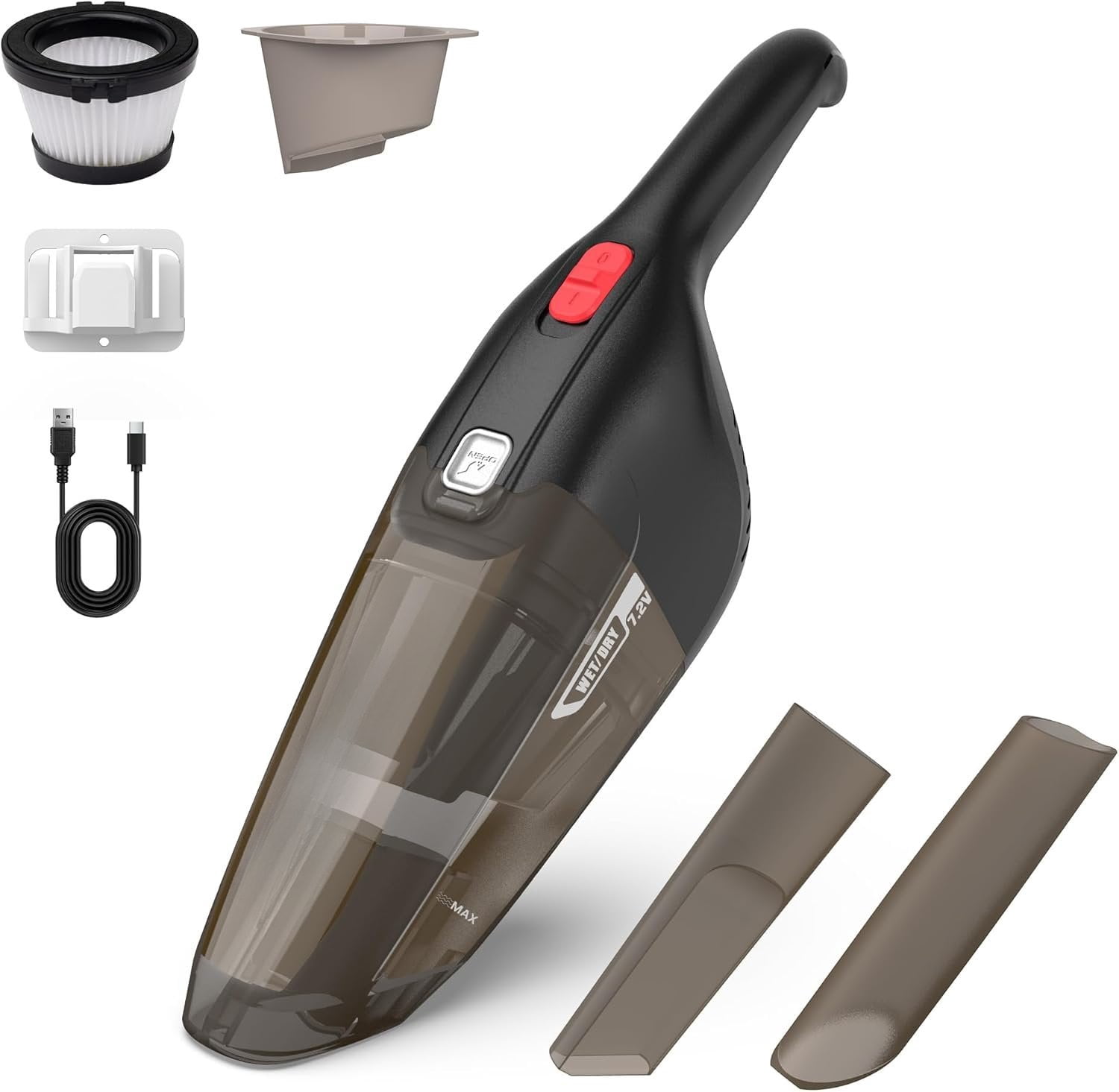 Wet/Dry Handheld Vacuum Cordless, Portable Vacuum Rechargeable, Wall ...