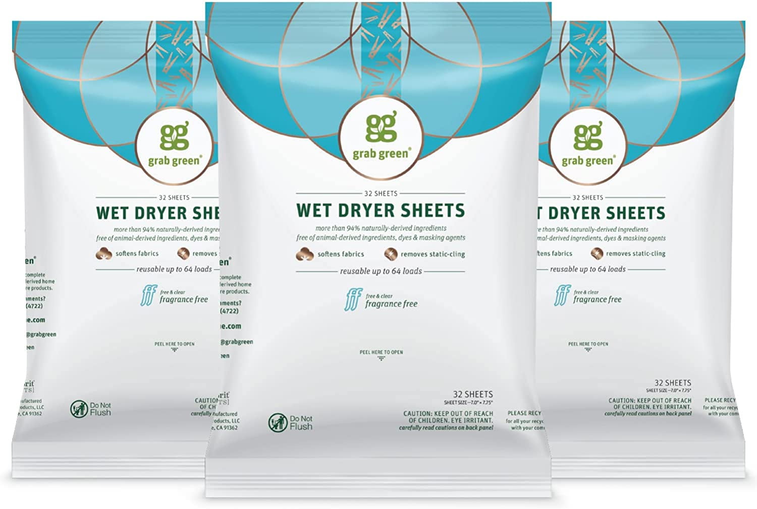 Wet Dryer Sheets, 96 Count, Fragrance Free, Plant Based, Softens ...