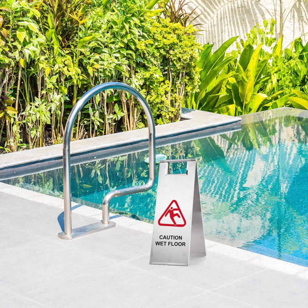 Wet Floor Barrier Signs 5 Set - OSHA Compliant Foldable Aluminum Frames ...