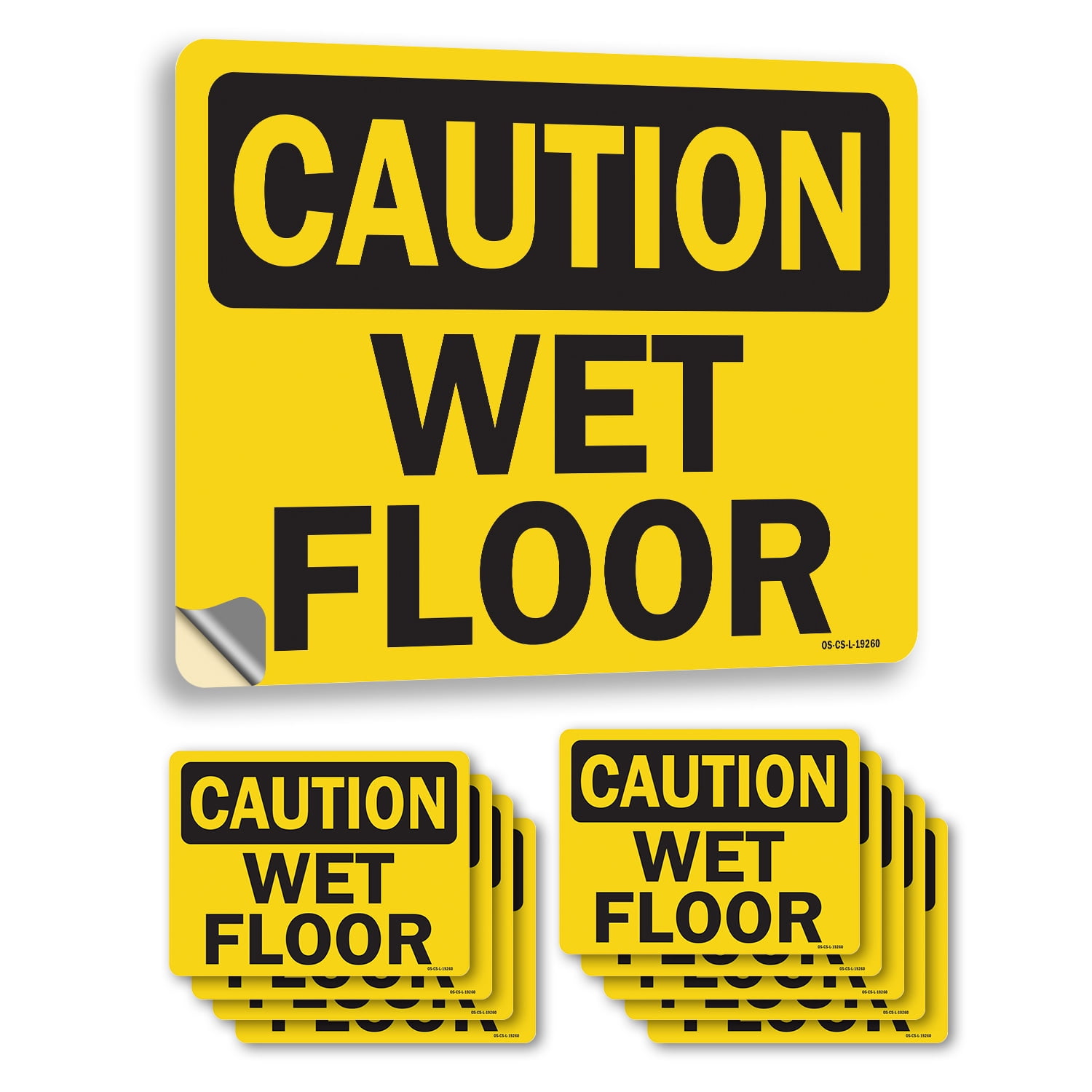 Wet Floor OSHA Caution Vinyl Decal Label 7 Inch x 5 Inch - 10 Pack ...