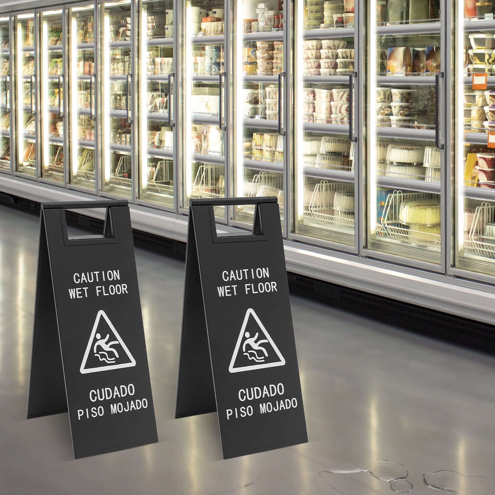 Wet Floor Sign in Stainless Steel, Easy to Carry with Handle, Durable ...