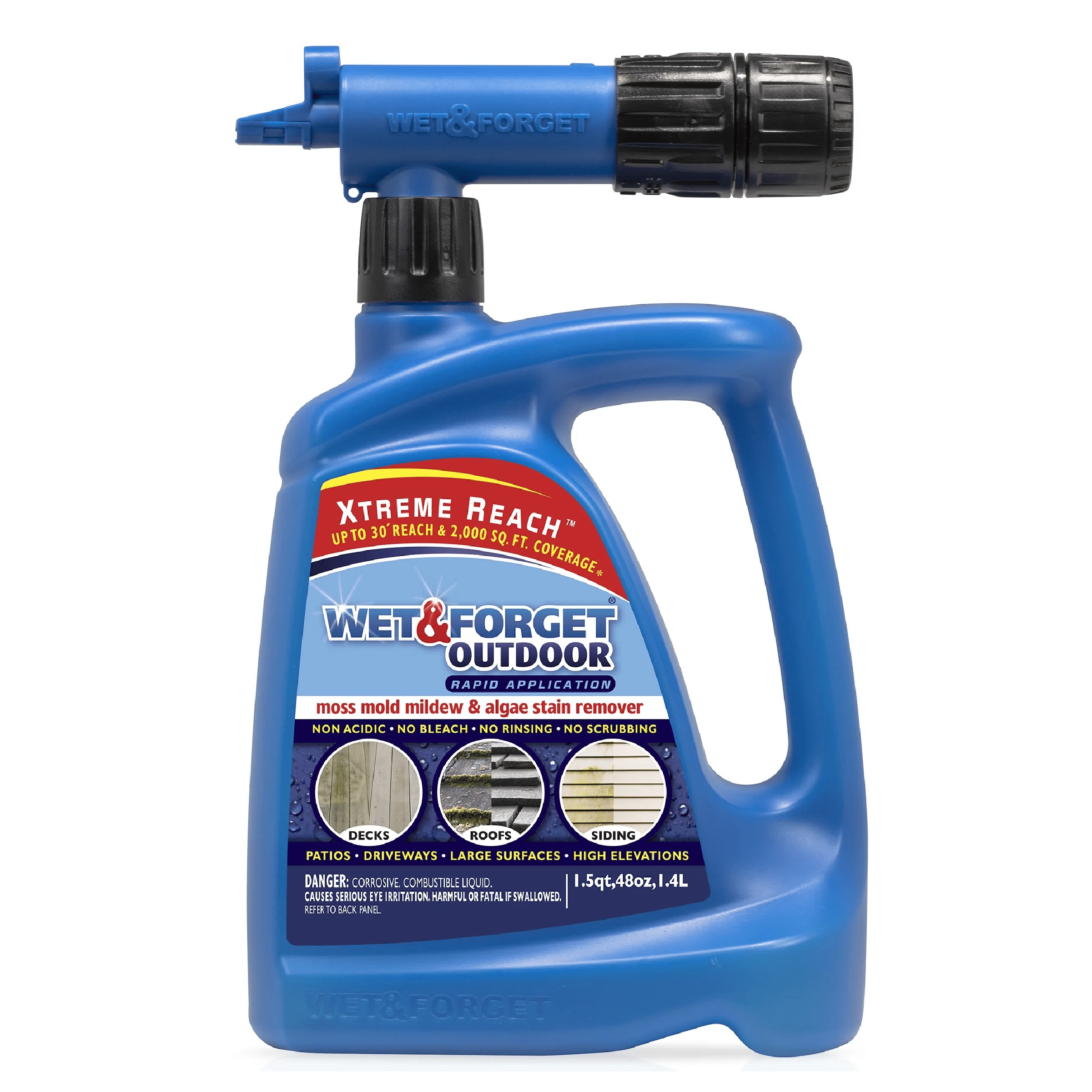 Wet & Forget Xtreme Reach Hose End Outdoor Surface Cleaner, Mold Mildew ...