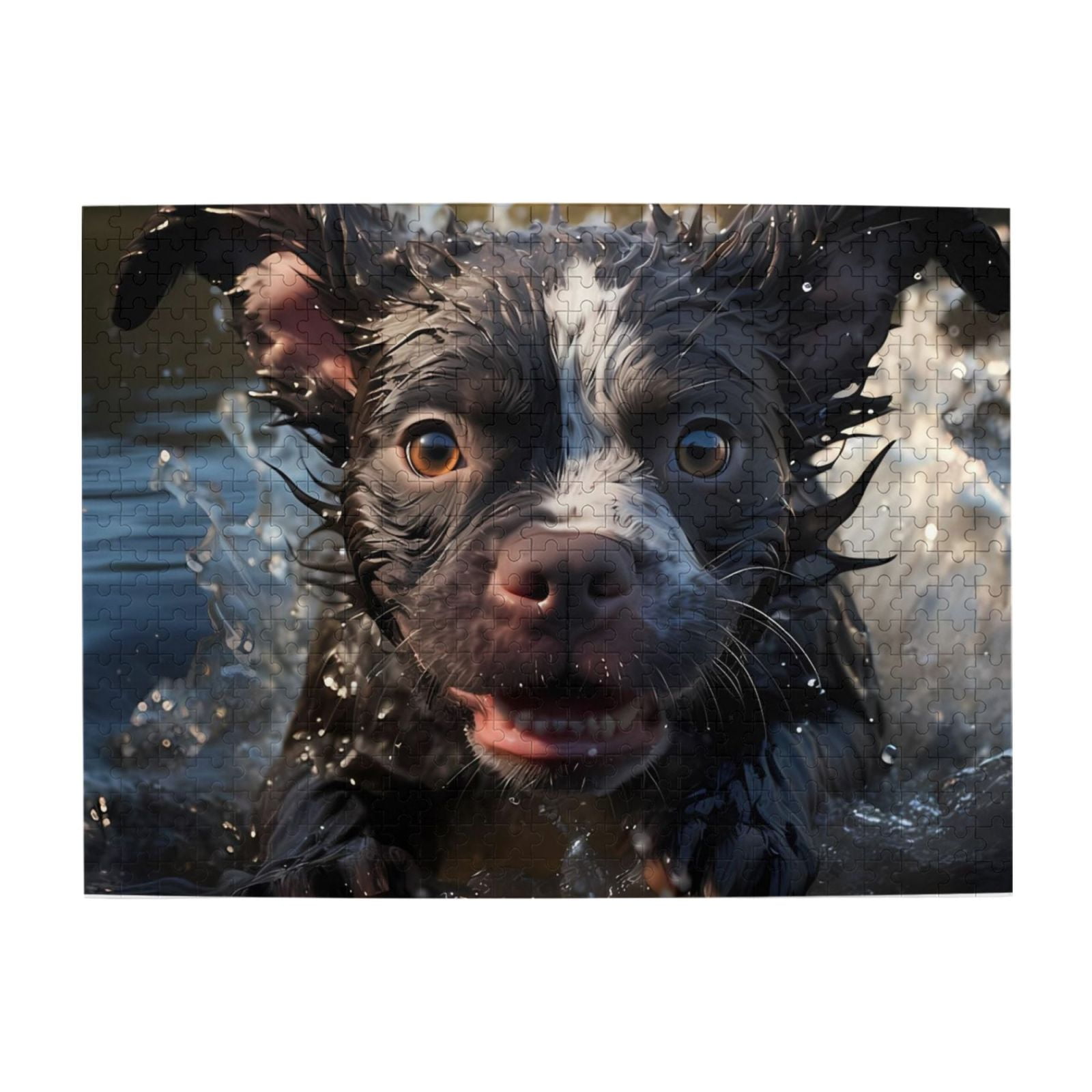 Wet Furry Face Water Splash 500-Piece Wooden Jigsaw Puzzle for Adults ...