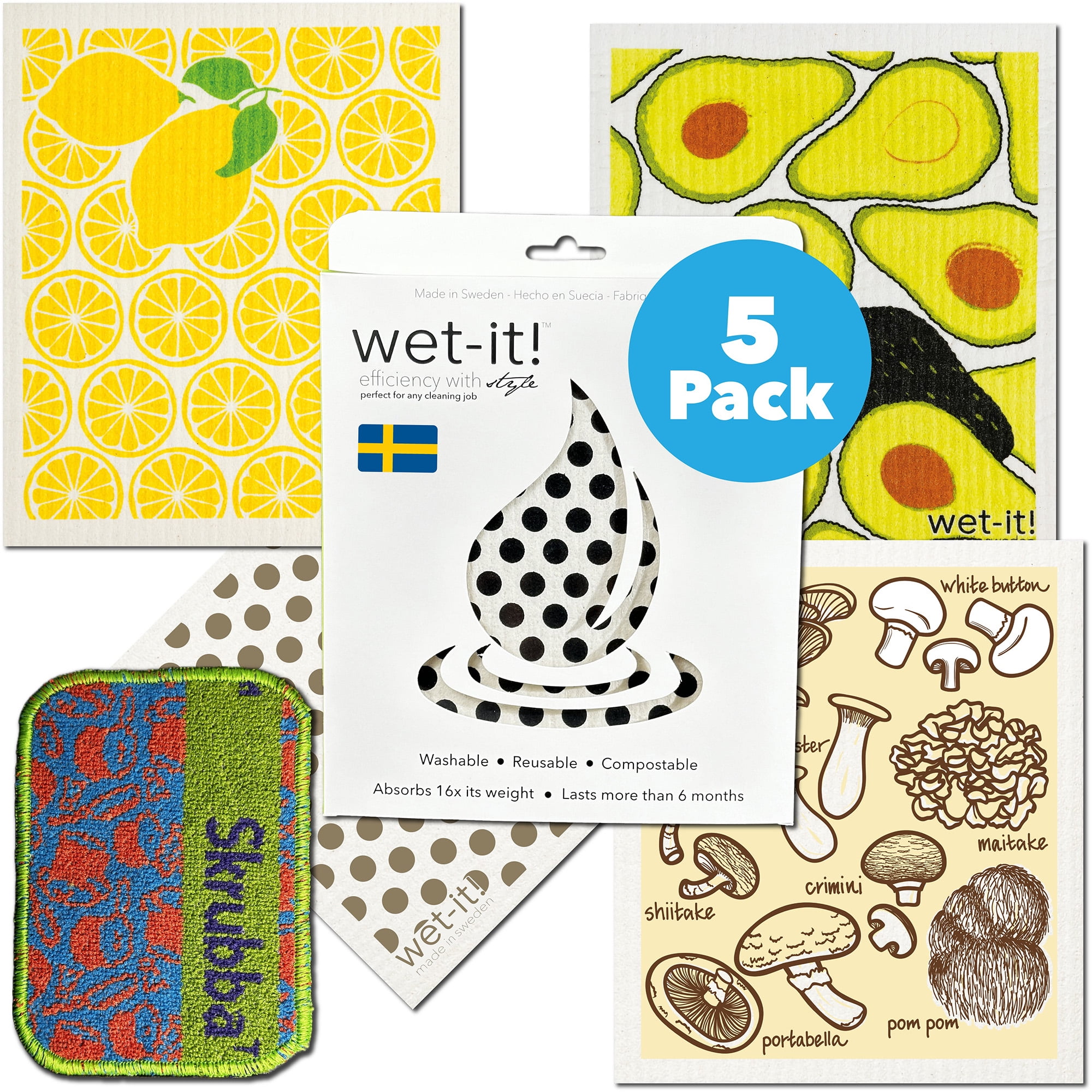 Wet-it! Reusable Sponge Cleaning Cloths Multipurpose Cleaning Wipes ...