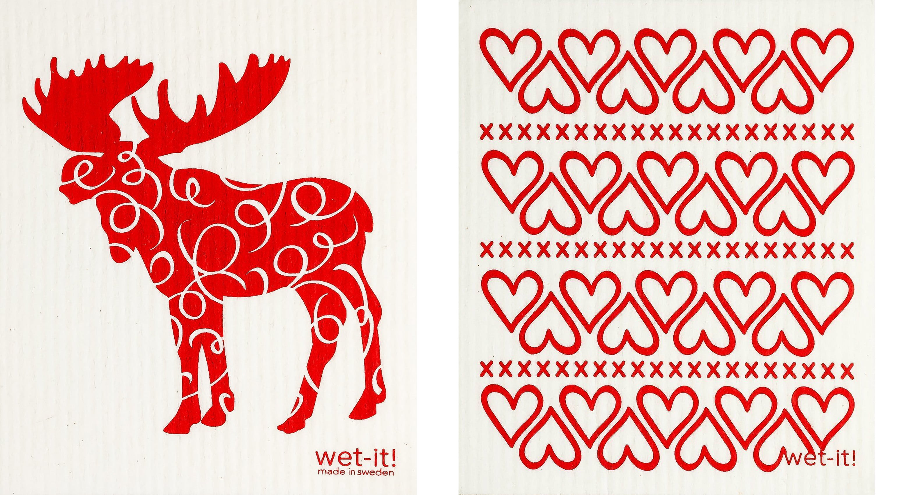 Wet-It! Swedish Treasures Dishcloth & Cleaning Cloth - Set of 2 - Red ...