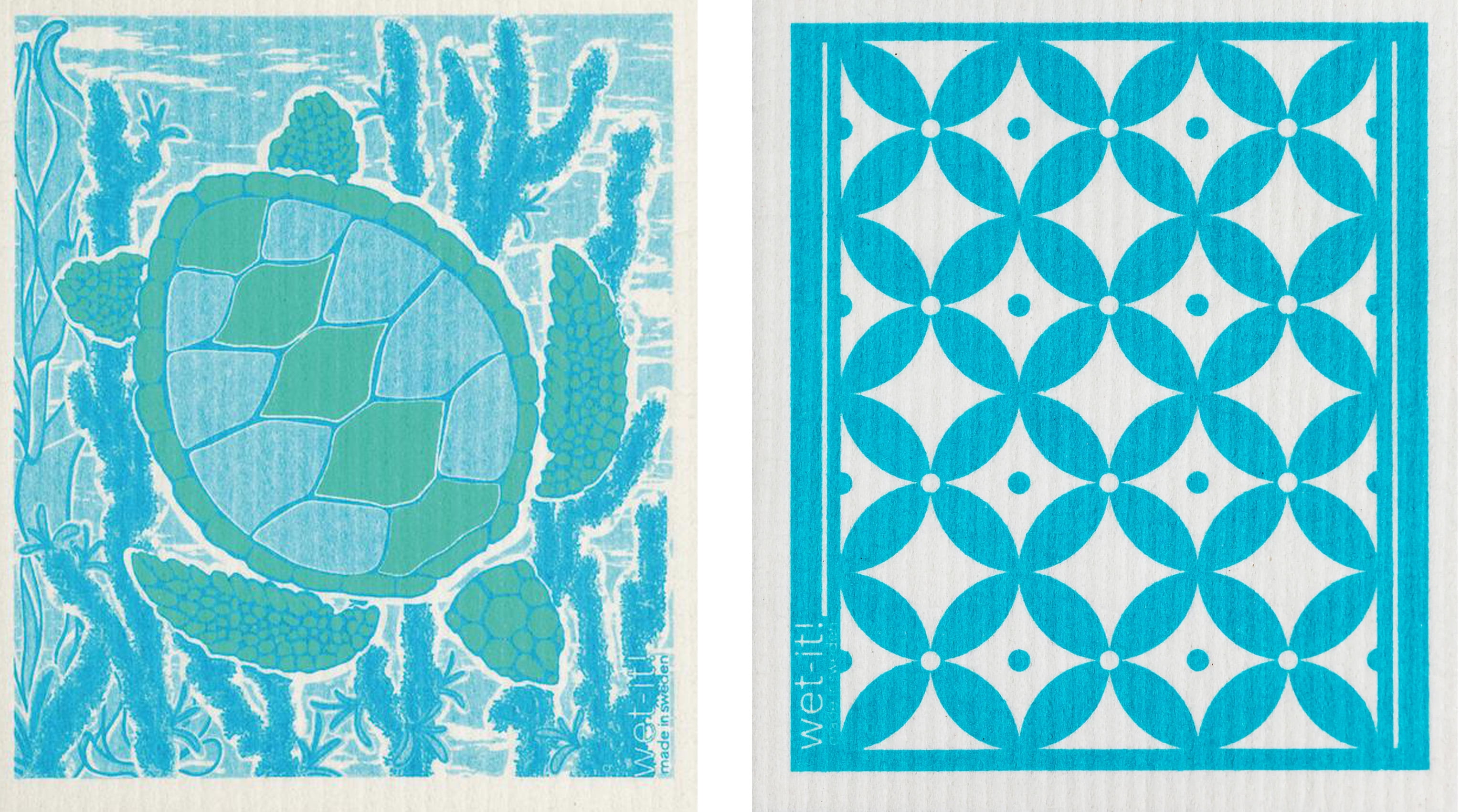 Wet-It! Swedish Treasures Dishcloth & Cleaning Cloth - Set of 2 - Sea ...