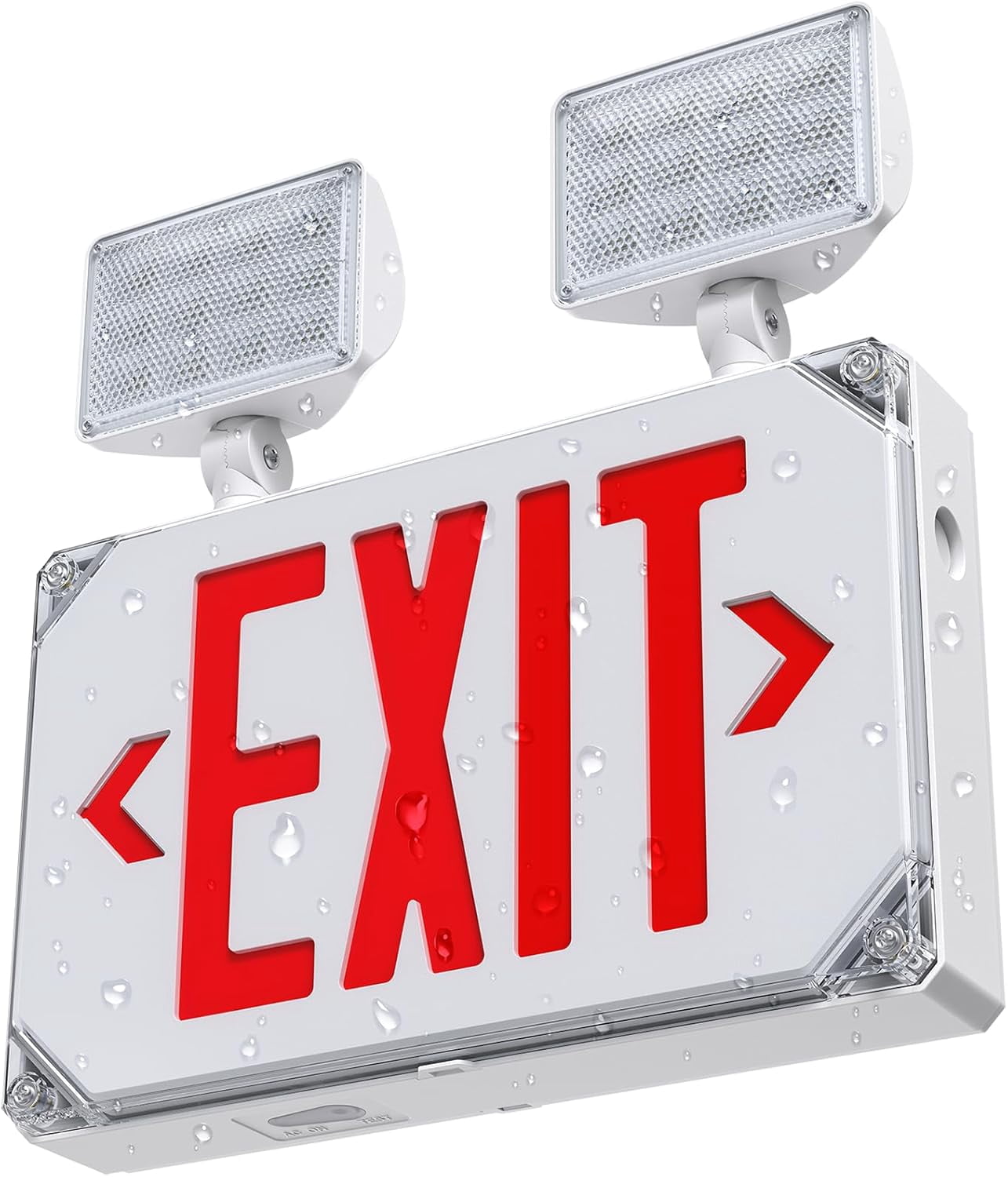 Wet Location Exit Sign with Emer ncy Lights,Exterior Red LED Exit Light ...