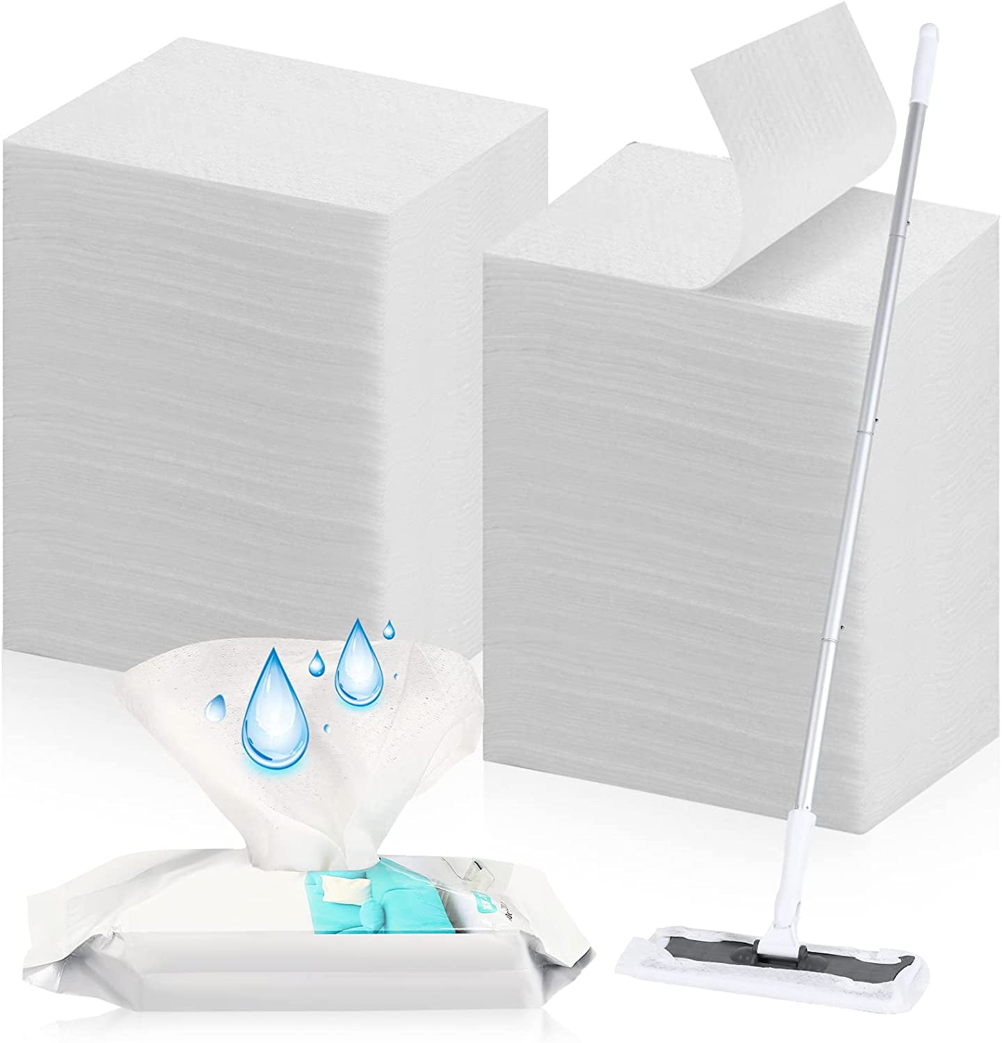 Wet Mop Pads Refills for Floor Cleaning Sweeper Wet Refills Disposable ...