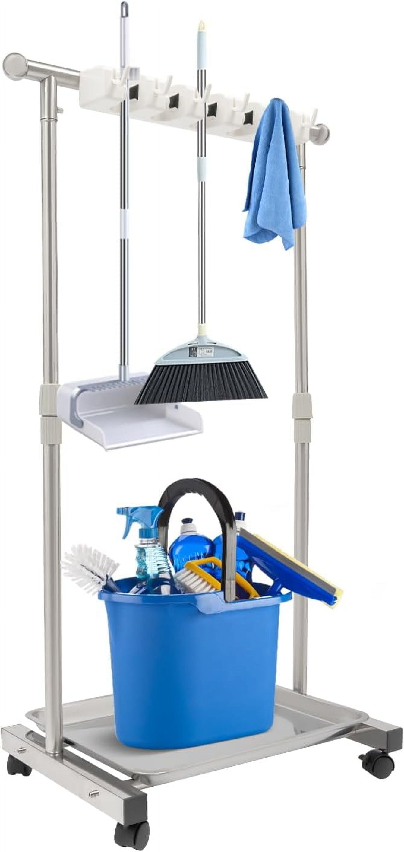 Wet Mops Rack Movable Broom Holder, Movable Closet Storage Cabinet Mop ...